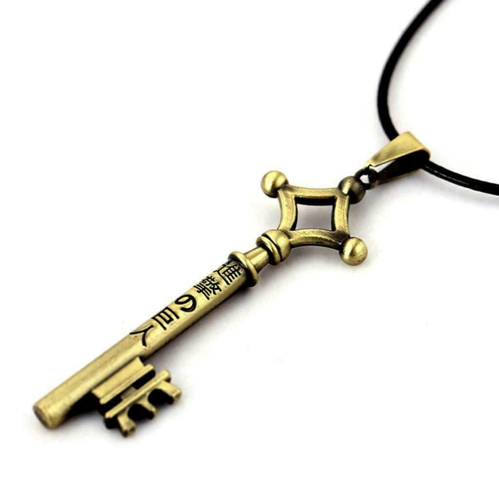 ATTACK ON TITAN NECKLACE Key Shingeki No Kyojin Pendant Cord Eren ...