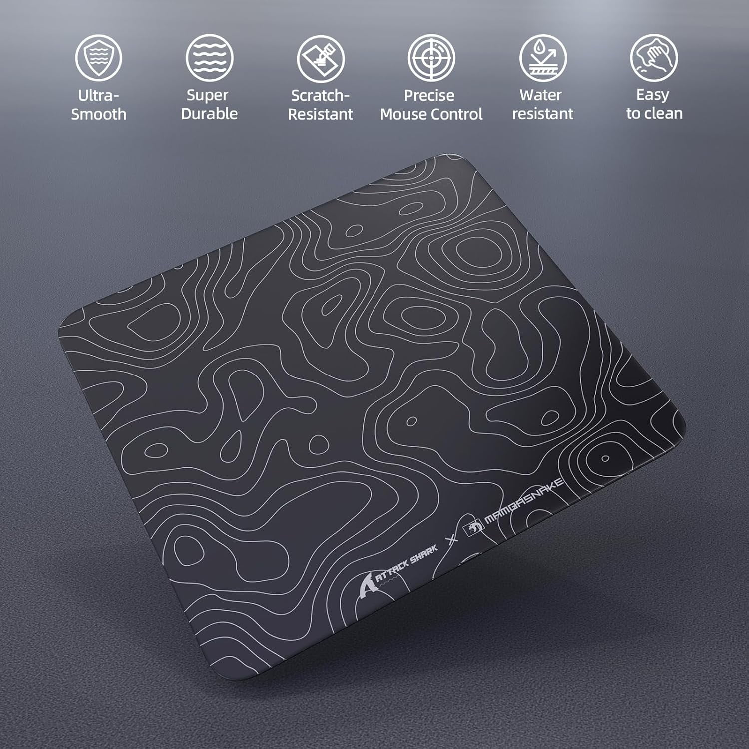 ATTACK SHARK CM05 Tempered Glass Gaming Mouse Pad,Ultra-Smooth Surface ...