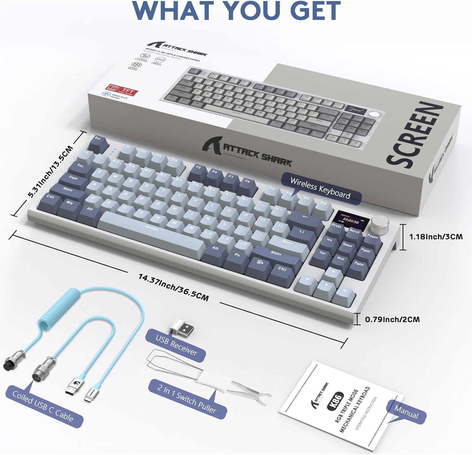 ATTACK SHARK K86 RGB 75% Wireless Gasket Mechanical Keyboard,82 Keys ...