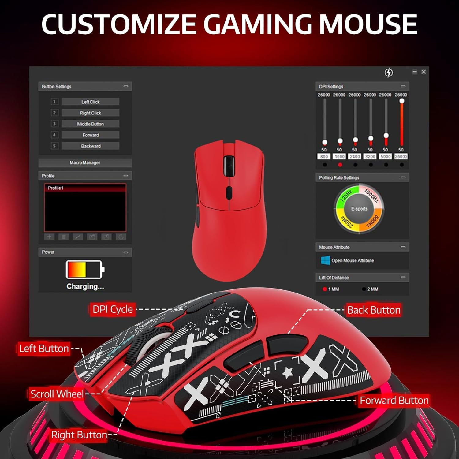 ATTACK SHARK R1 SUPERLIGHT Mouse with Tape, PixArt PAW3311 Gaming Sensor, BT/2.4G Wireless/Wired ...