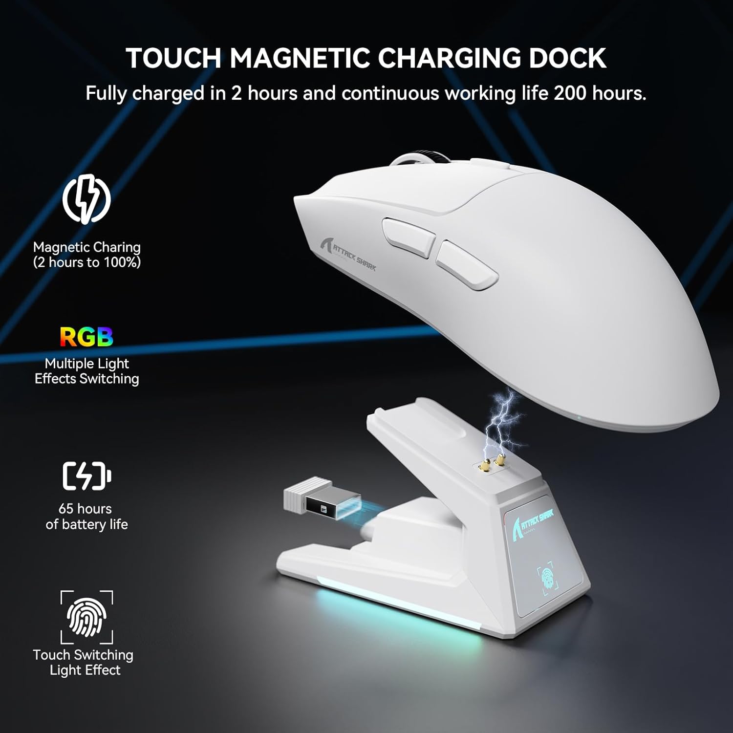 ATTACK SHARK X1 Tri-mode Gaming Mouse with Touchpad RGB Charging Dock ...