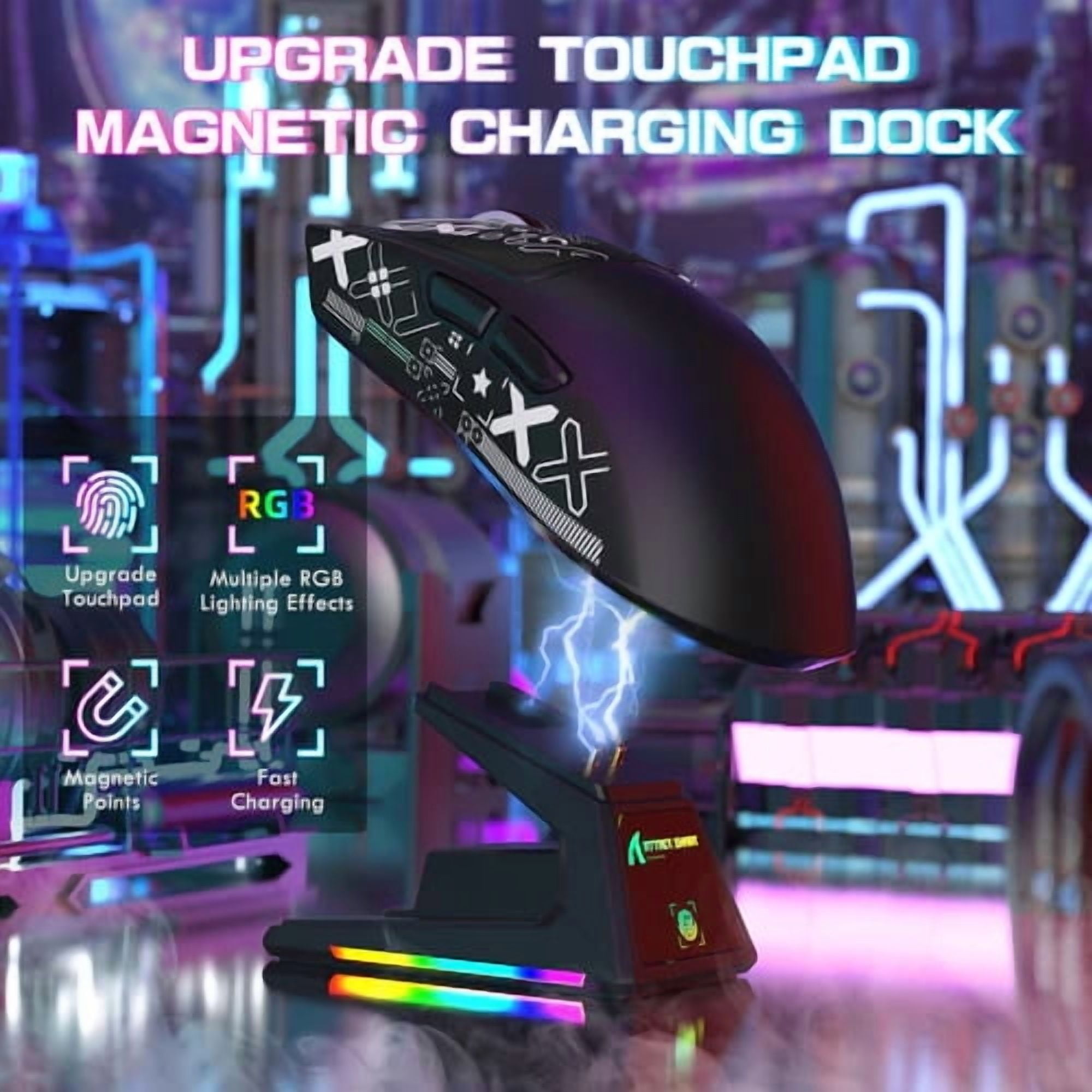 ATTACK SHARK X1 Tri-mode Gaming Mouse with Touchpad RGB Charging Dock ...