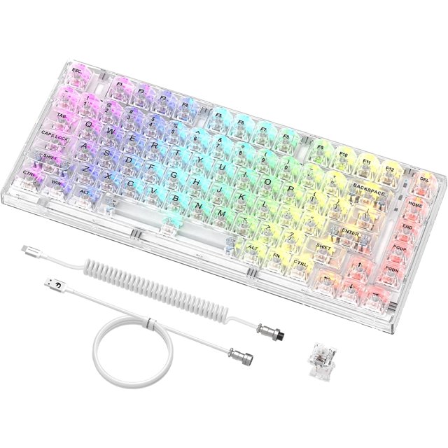 ATTACK SHARK X75 Hotswap Mechanical Gaming Keyboard with USB C Coiled ...