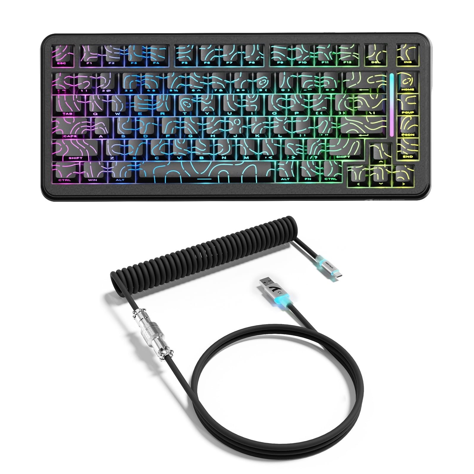 ATTACK SHARK X82PRO HE Magnetic Keyboard With C01Ultra RGB Light Coiled ...