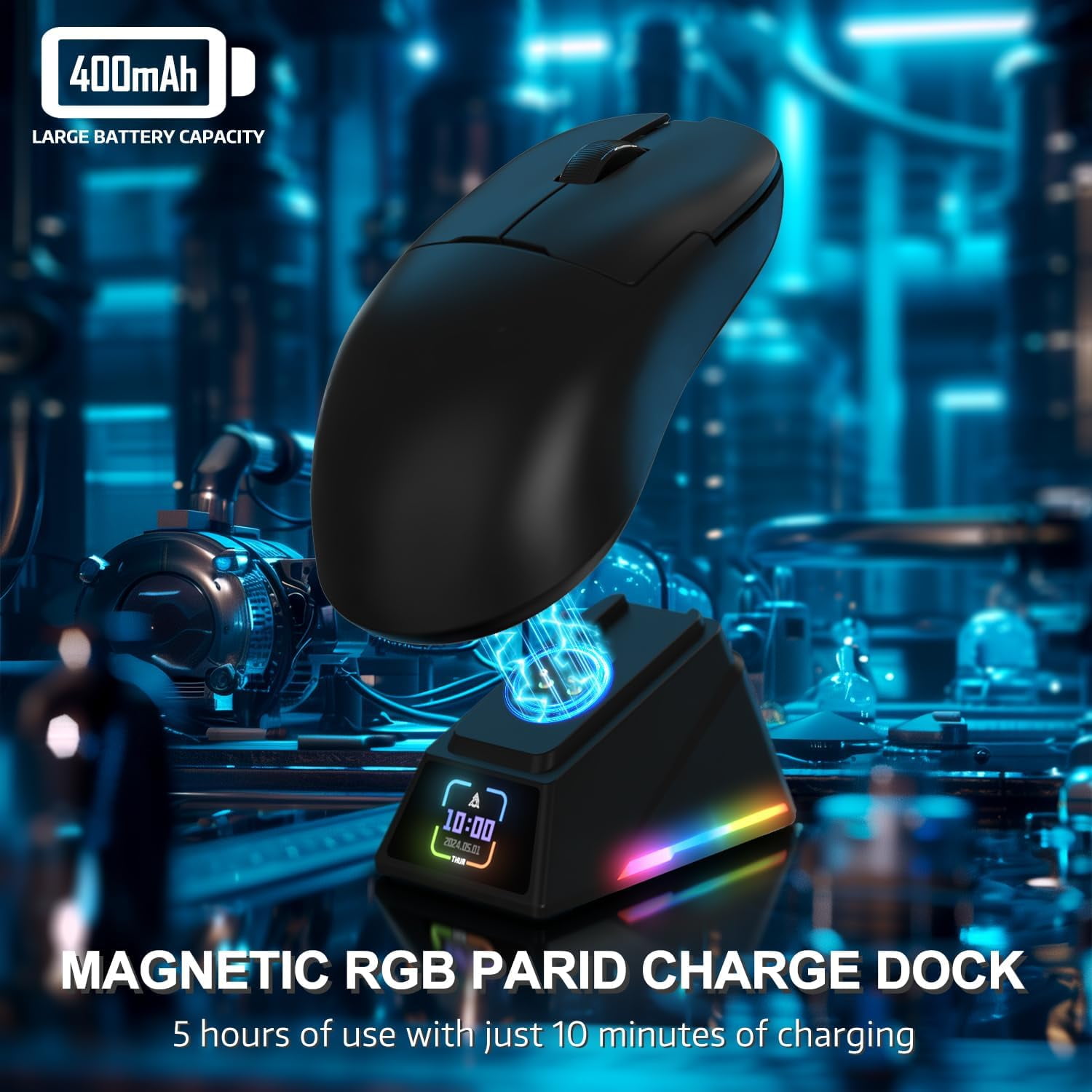 ATTACK SHARK x AJAZZ AJ159 APEX PAW3950 Triple Mode Gaming Mouse 8K with Magnetic Charging Dock ...