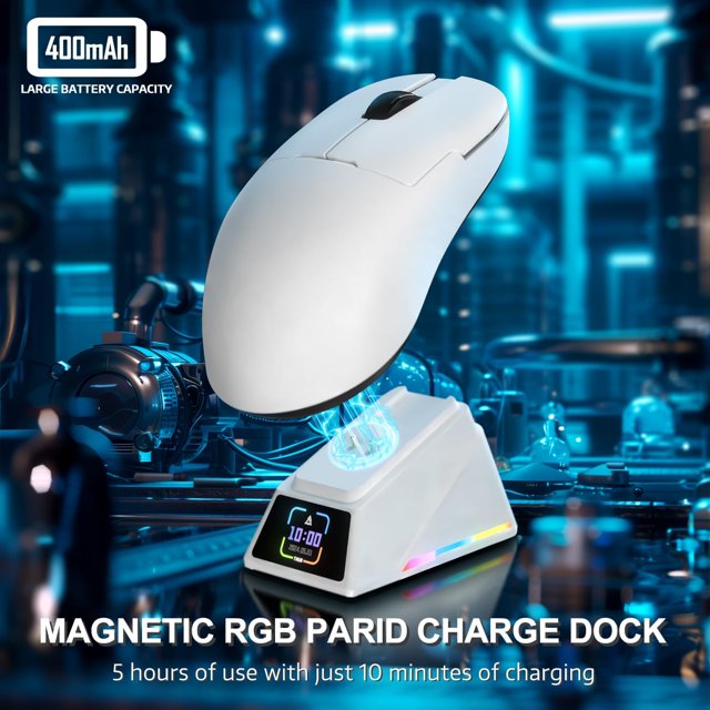 ATTACK SHARK x AJAZZ AJ159 APEX PAW3950 Triple Mode Gaming Mouse 8K with Magnetic Charging Dock ...