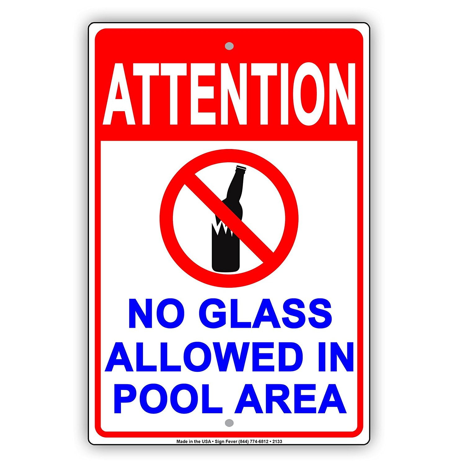 ATTENTION No Glass Allowed In Pool Area Recreation Safety Restriction ...