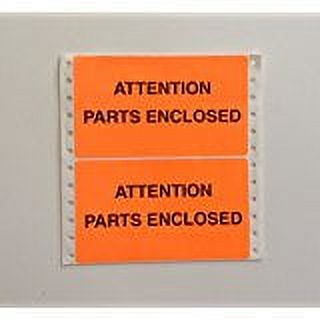 ATTENTION PARTS ENCLOSED Adhesive Labels, Fluorescent Orange, 3" x 5 ...
