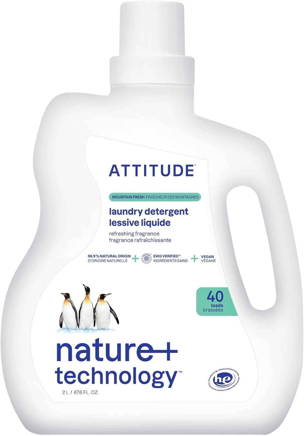 ATTITUDE Liquid Laundry Detergent, EWG Verified, HE Compatible, Plant ...
