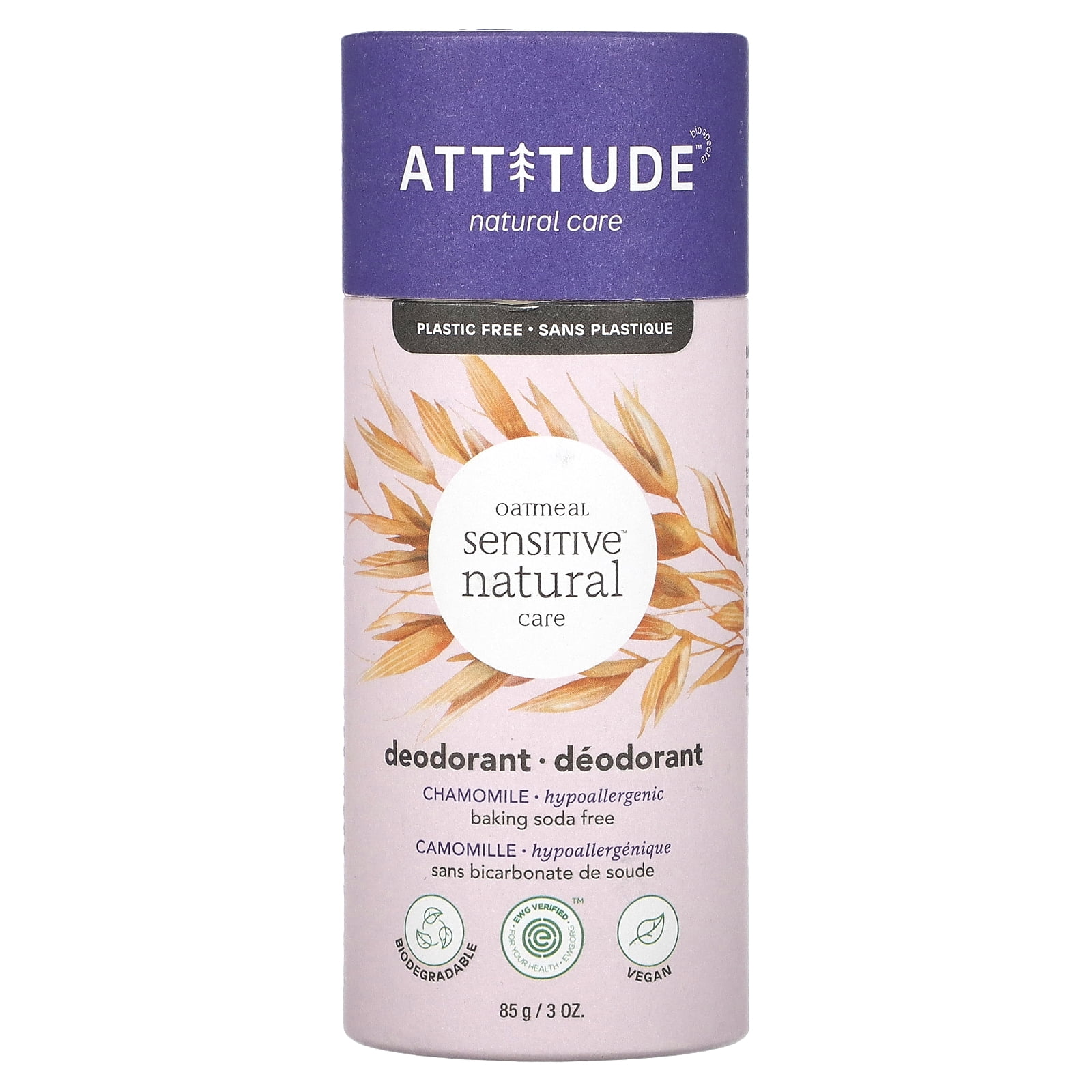 ATTITUDE Oatmeal Sensitive Natural Care, Deodorant, Chamomile, 3 oz ...
