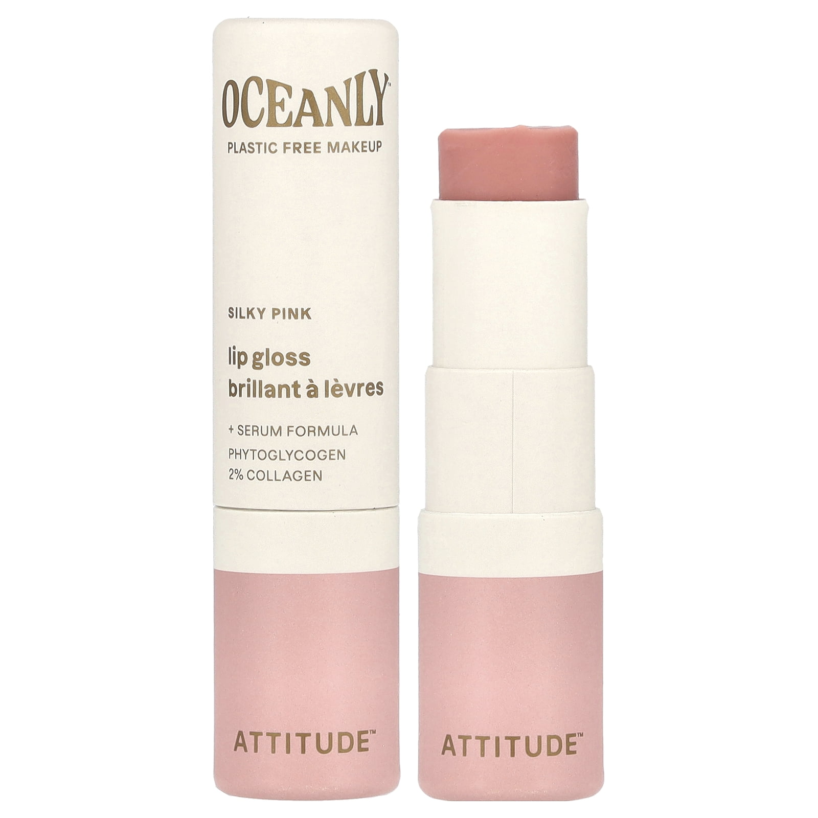 ATTITUDE Oceanly Plastic-Free Sheer Lip Gloss Stick, Titanium Dioxide ...