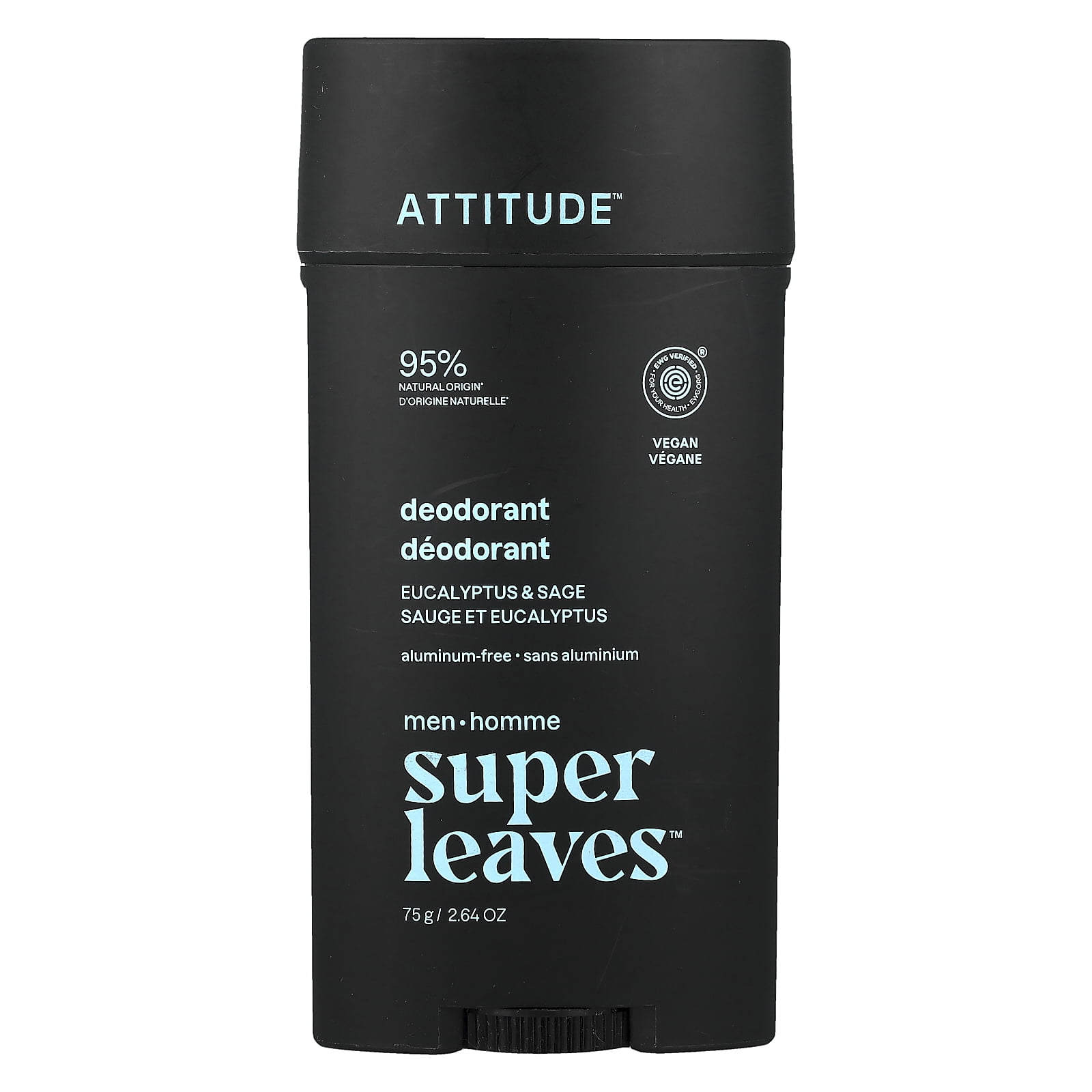 ATTITUDE Super Leaves™, Aluminum-Free Deodorant, For Men, Eucalyptus ...