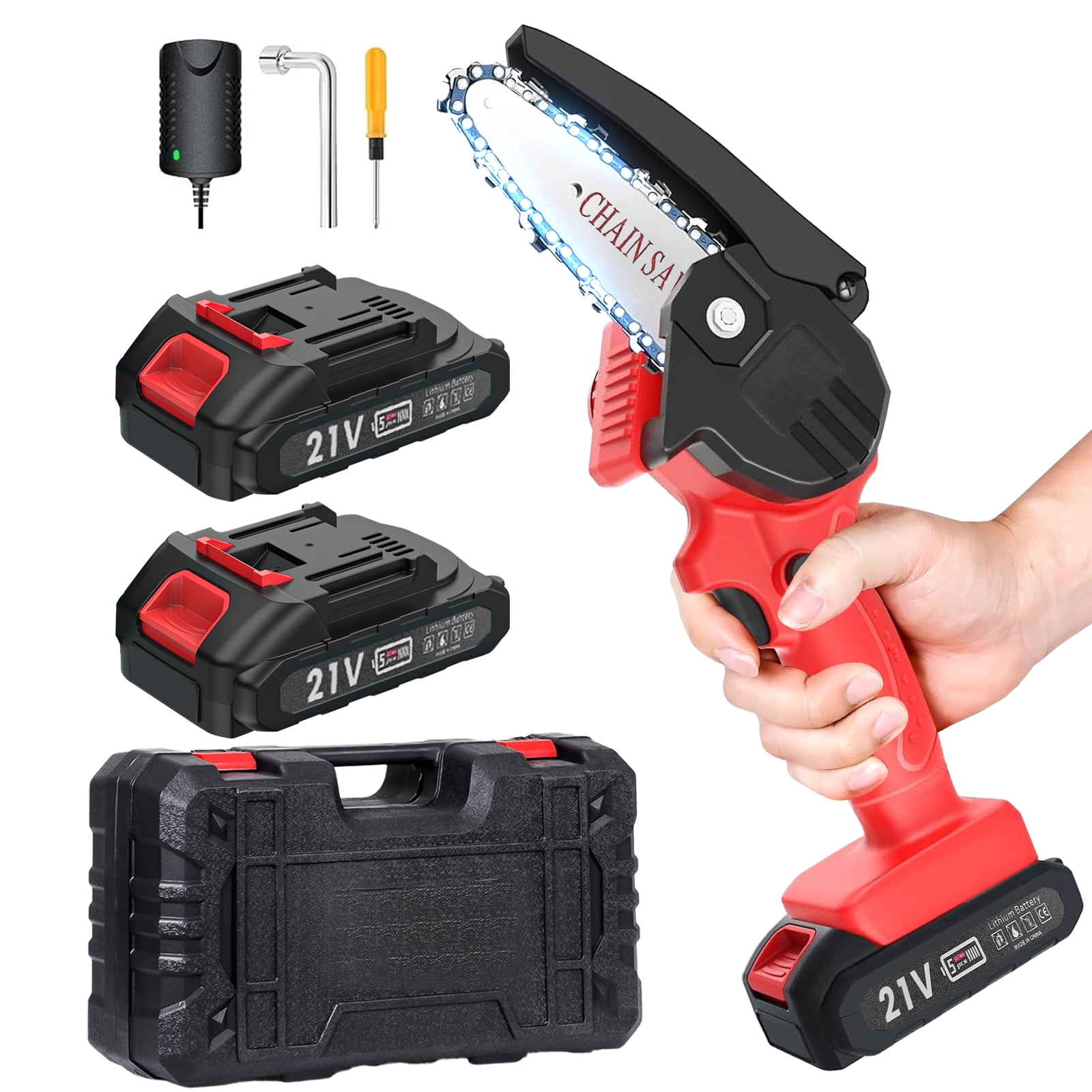 ATUPEN Cordless Mini Chainsaw 4In Portable Handheld Pruning Saw with 2 Rechargeable Batteries for Tree Trimming Garden Walmart Business Supplies