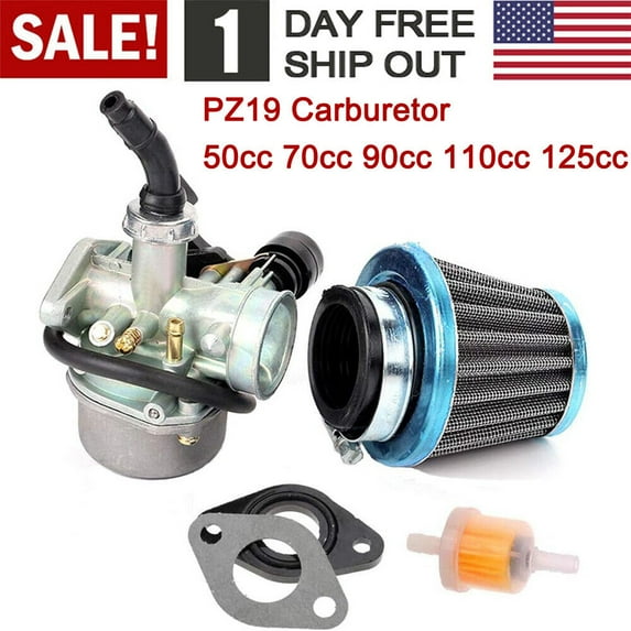 ATV Carburetor PZ19 with Fuel Filter and 35mm Air Filter for 50cc 70cc 80cc 90cc 110cc 125cc ATV ...