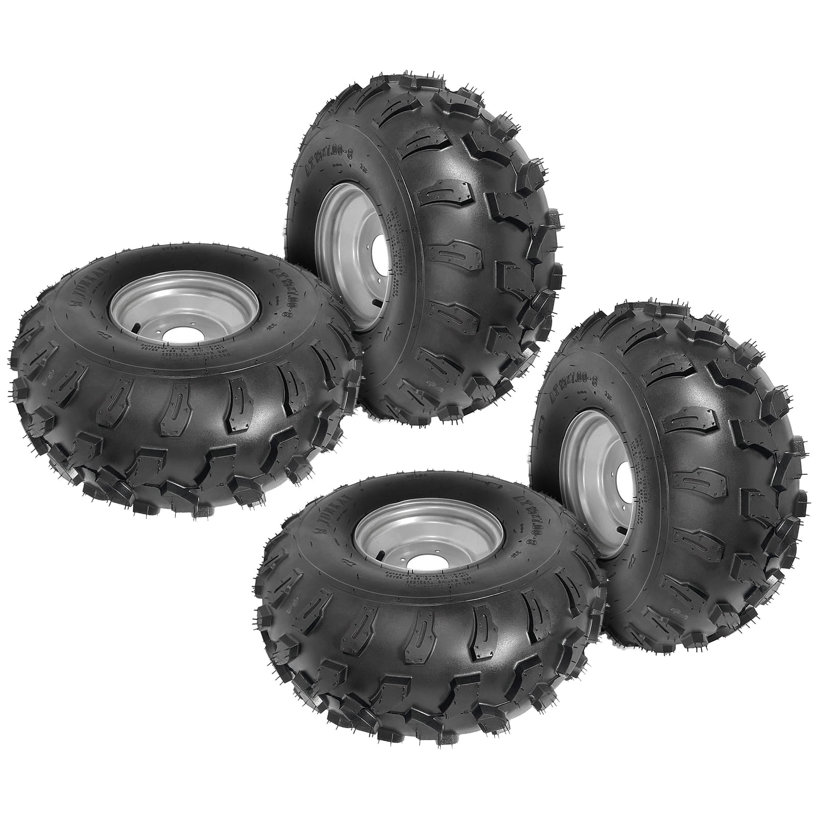 ATV Go Kart Tires and Rims 19x7-8 inch Tubeless 4PR Ply Wheels 4x 110mm ...