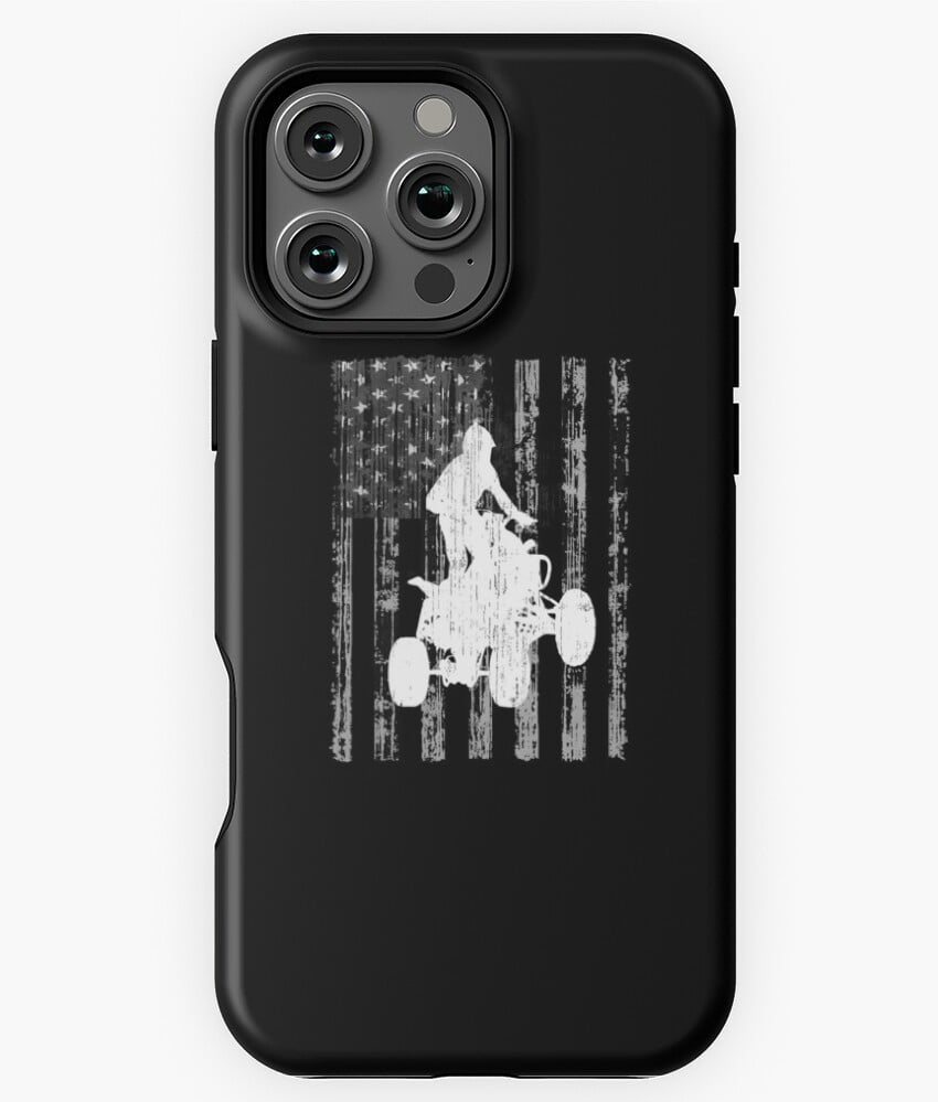 ATV Racing Silhouette American Flag Phone Case for iPhone 16 15 14 13 ...