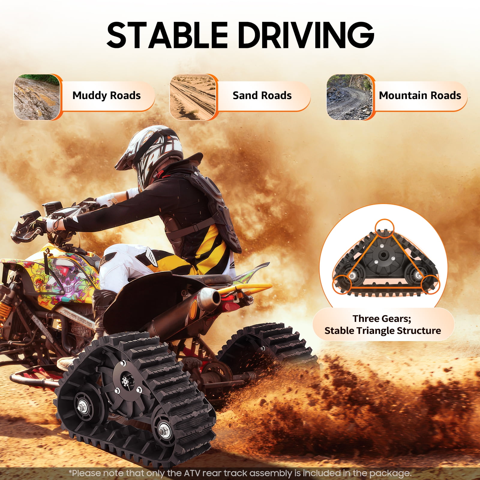 ATV Rear Axle with Rotatable Triangle Wheels – Durable Metal, Large Tire Surface for Increased ...