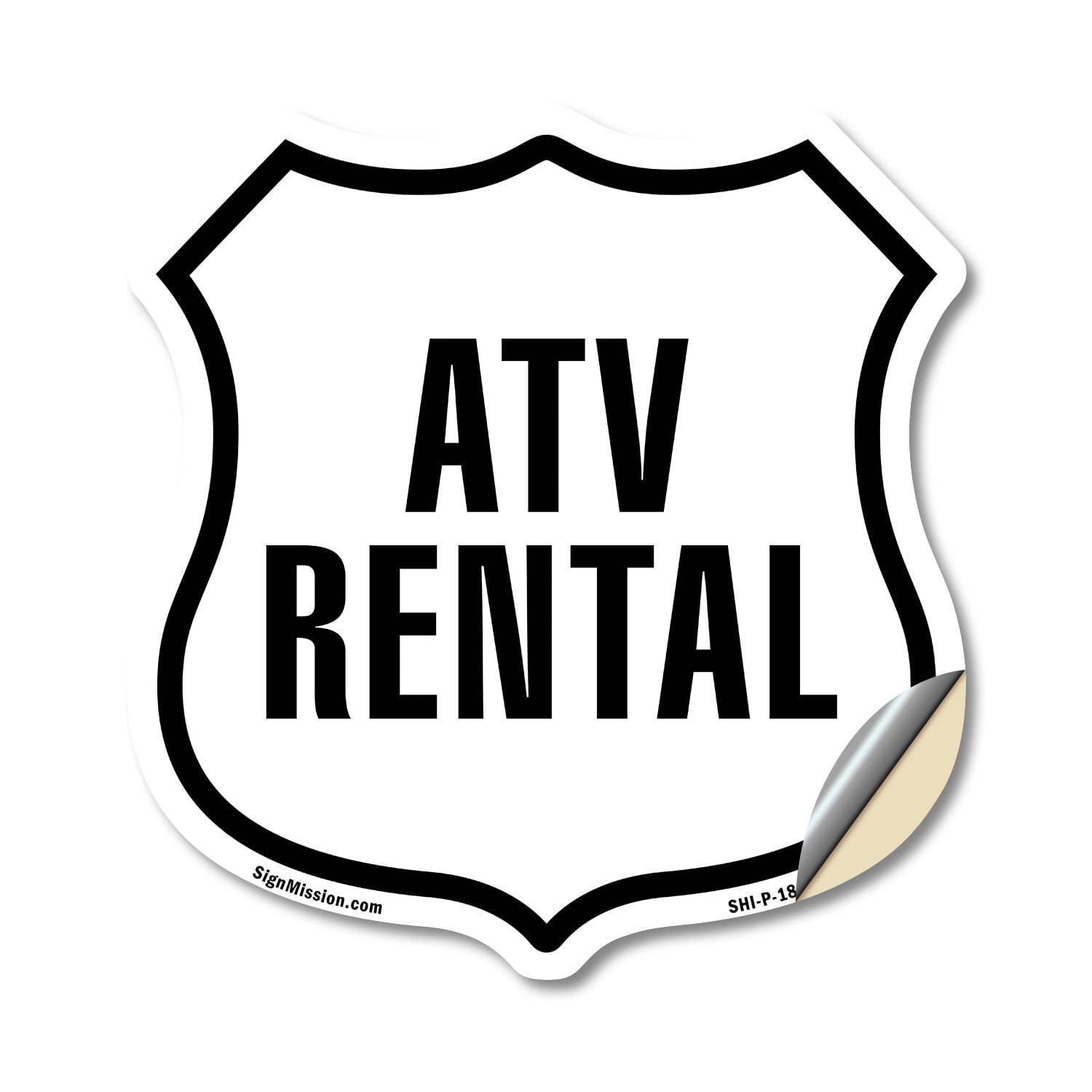 ATV Rental 12 inch X 12 inch Shield Shaped Heavy Duty 3.2 mil Vinyl ...