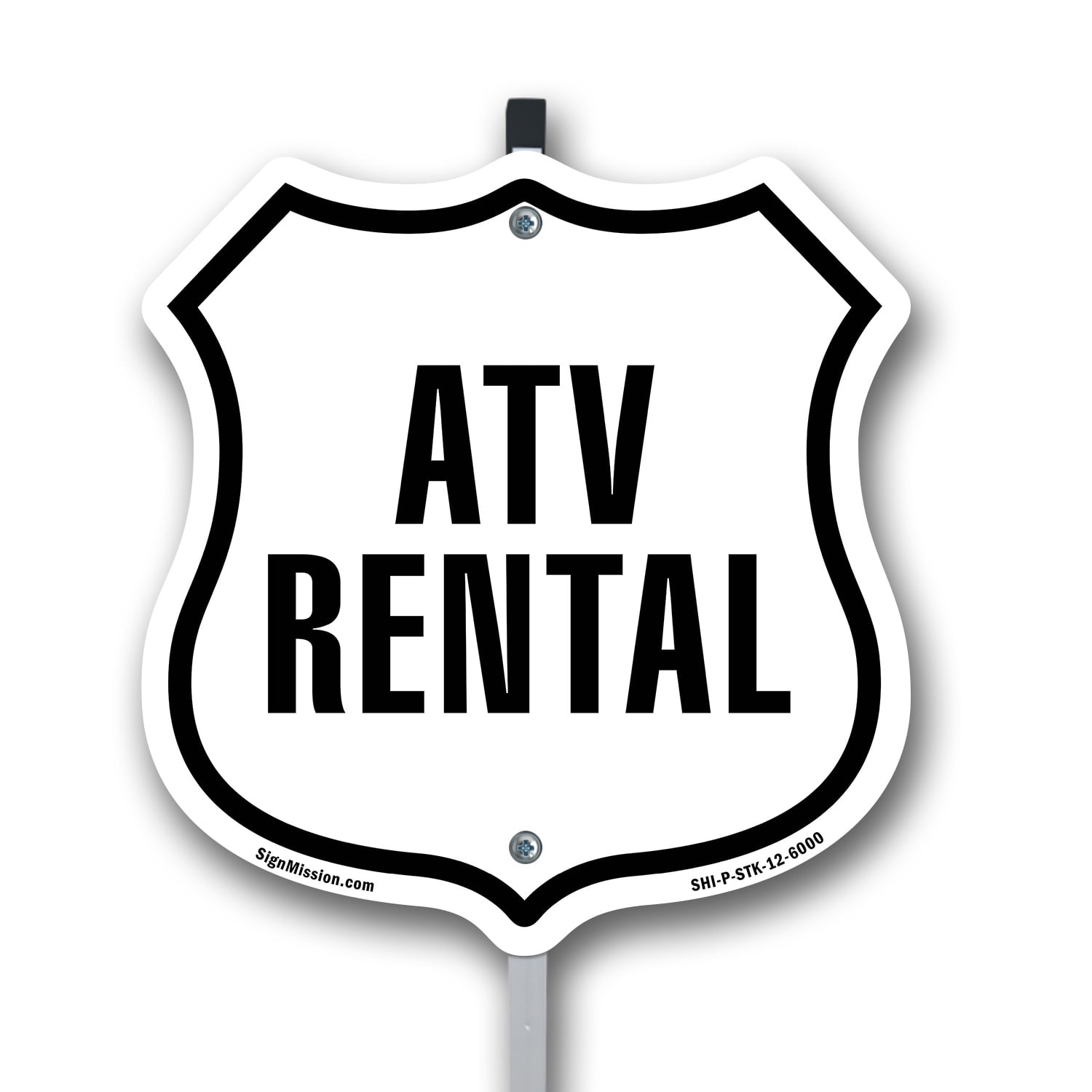 ATV Rental 12 inch X 12 inch Shield Shaped Rust-Free Aluminum Metal ...