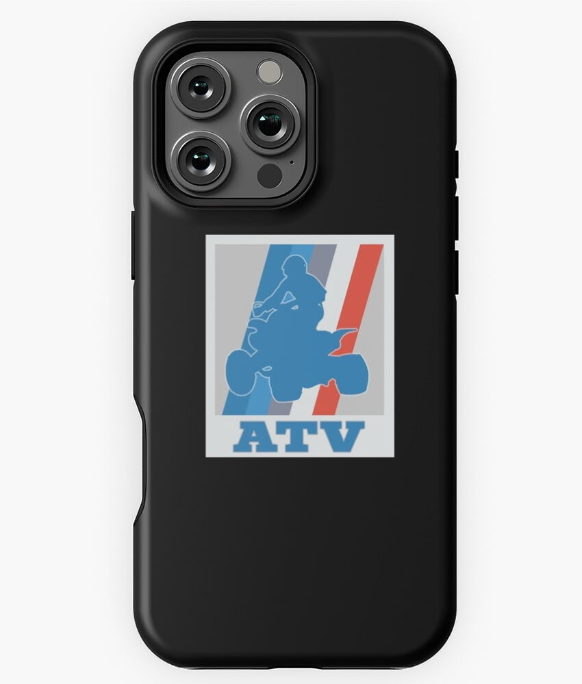 ATV Retro Blue Red Quad Biking Gift Phone Case for iPhone 16 15 14 13 ...