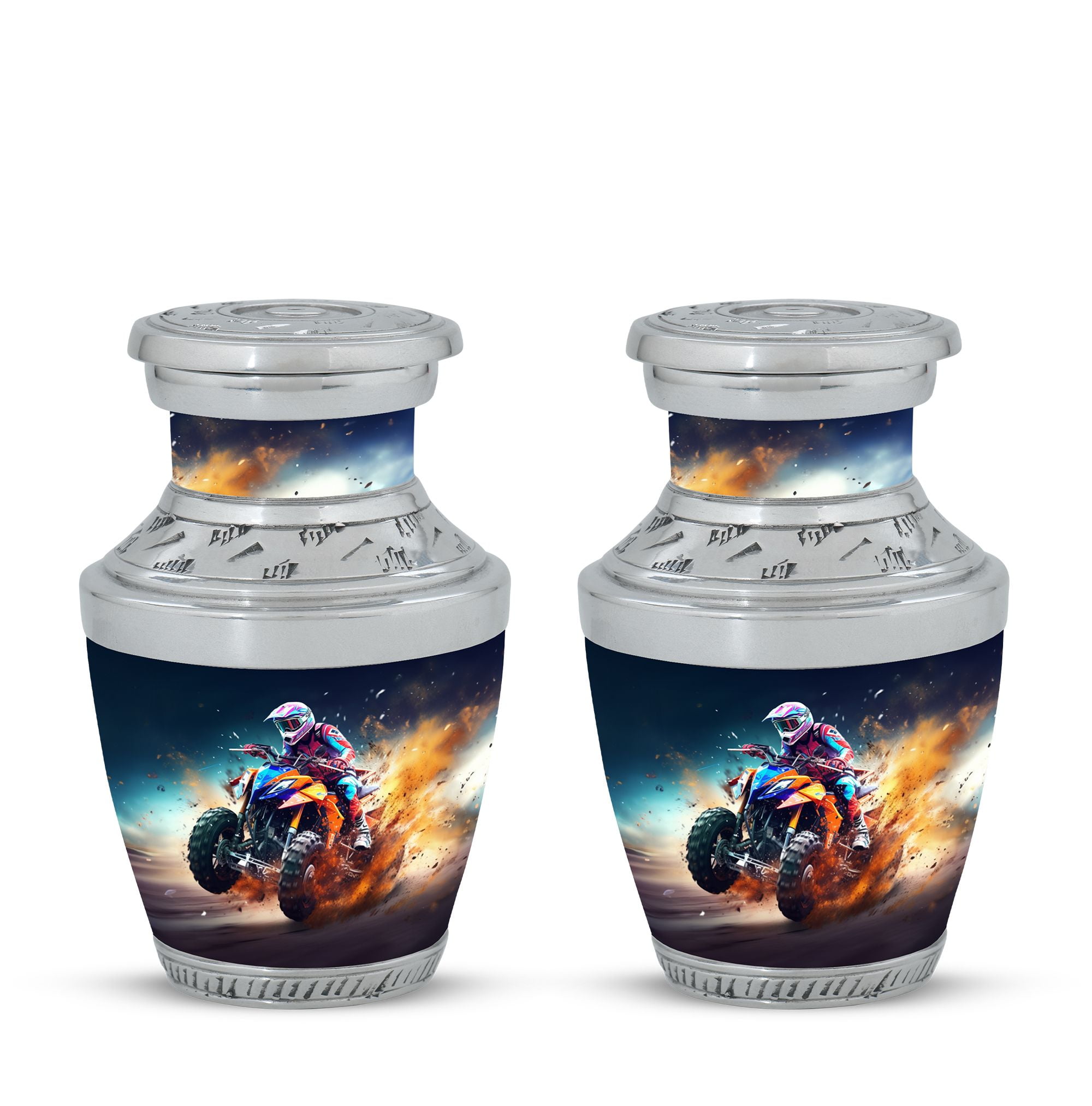 ATV Rider Racing with Explosive Speed Small Urn for Endearing Memories ...