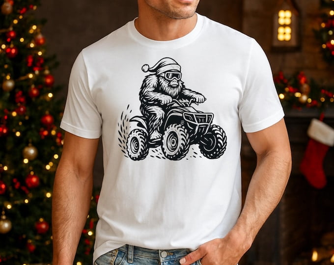ATV Shirt, Bigfoot Santa Rider Tee, Off-Road Shirt, Four Wheeler ...