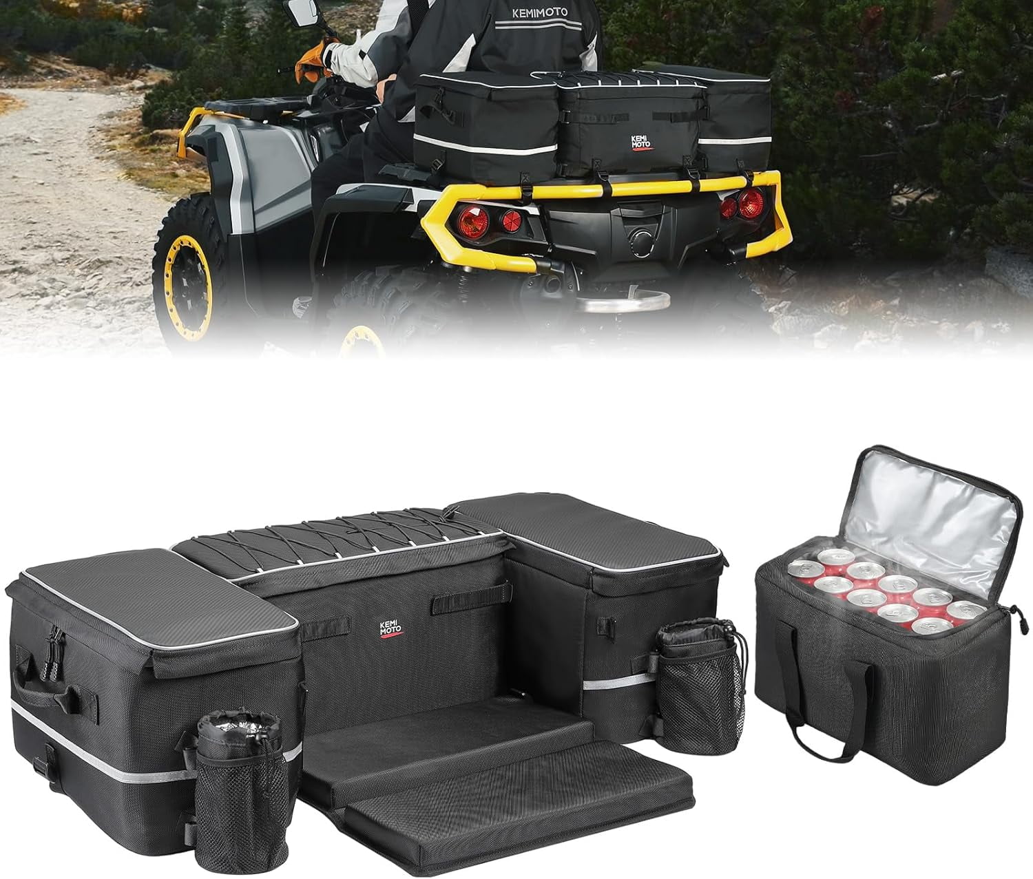 ATV Storage Bags 71L Black Oxford with Cooler Removable Cushion ...