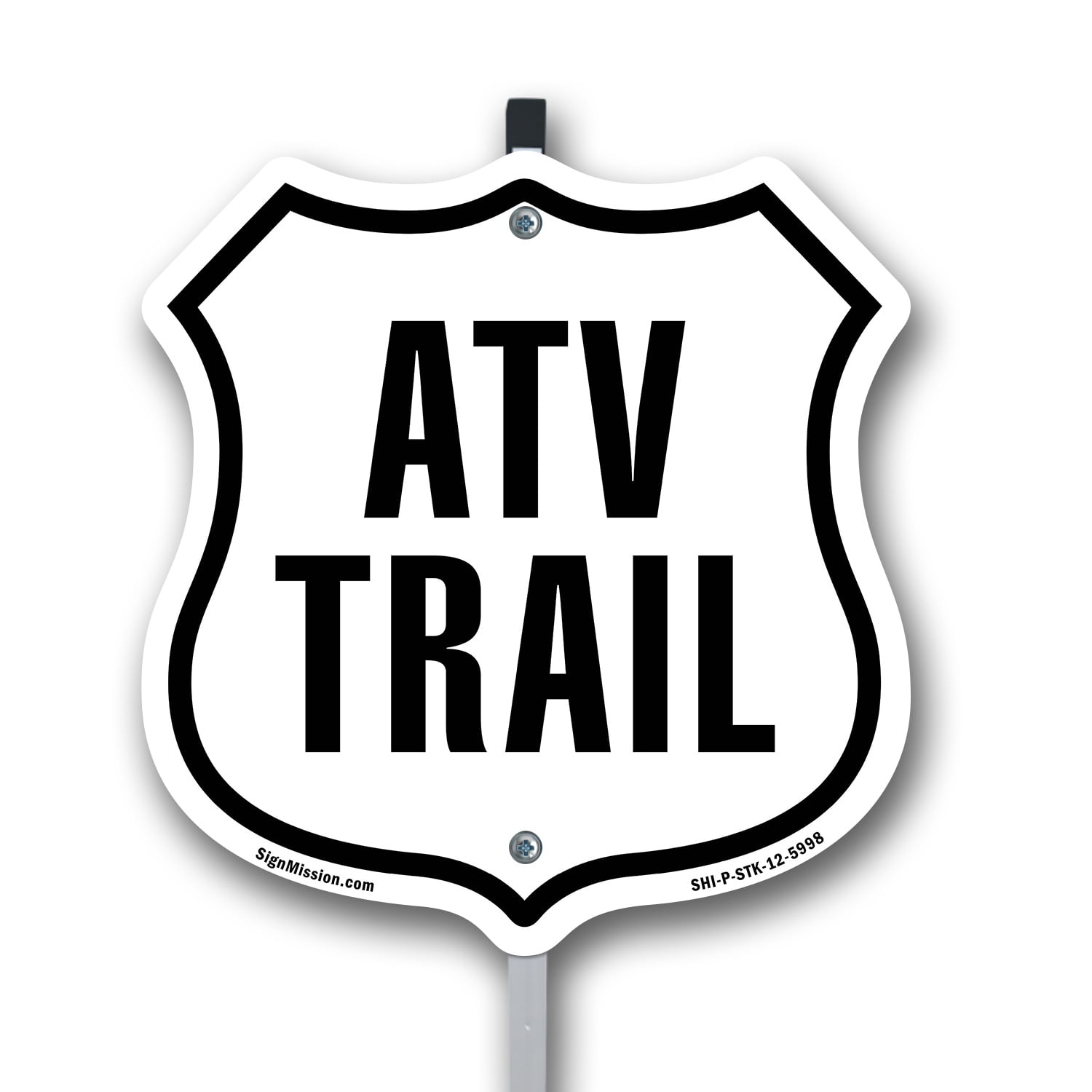 ATV Trail 12 inch X 12 inch Shield Shaped Commercial Grade Plastic Sign ...