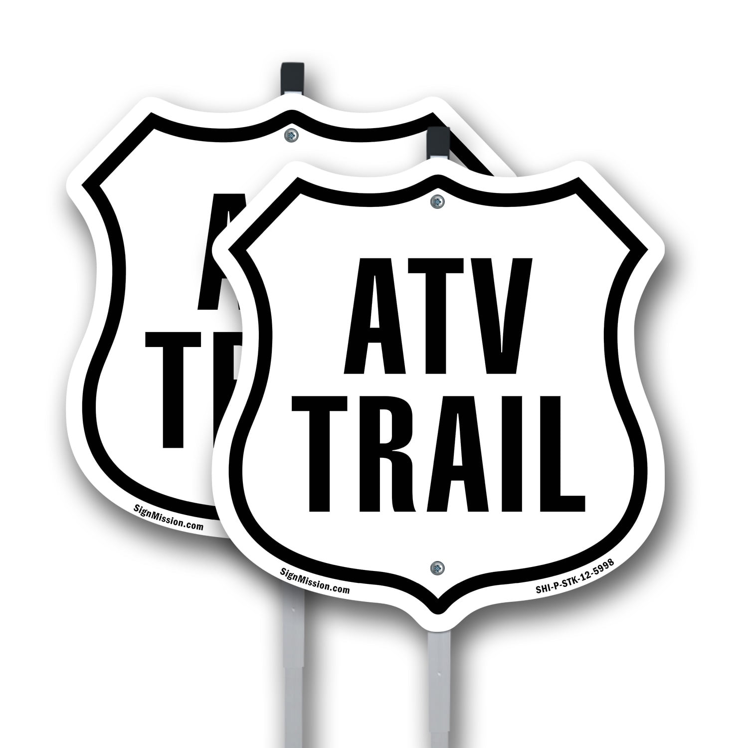 ATV Trail (2 Pack) 12 inch X 12 inch Shield Shaped Rust-Free Aluminum ...