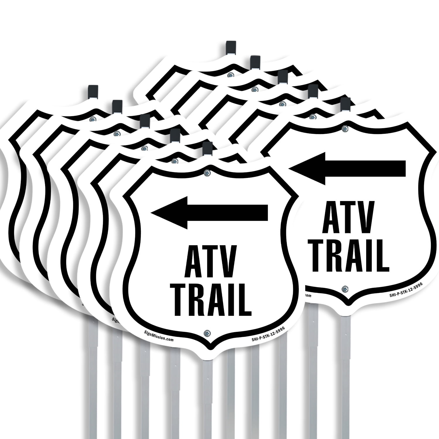 ATV Trail Left (10 Pack) 12 inch X 12 inch Shield Shaped Rust-Free ...