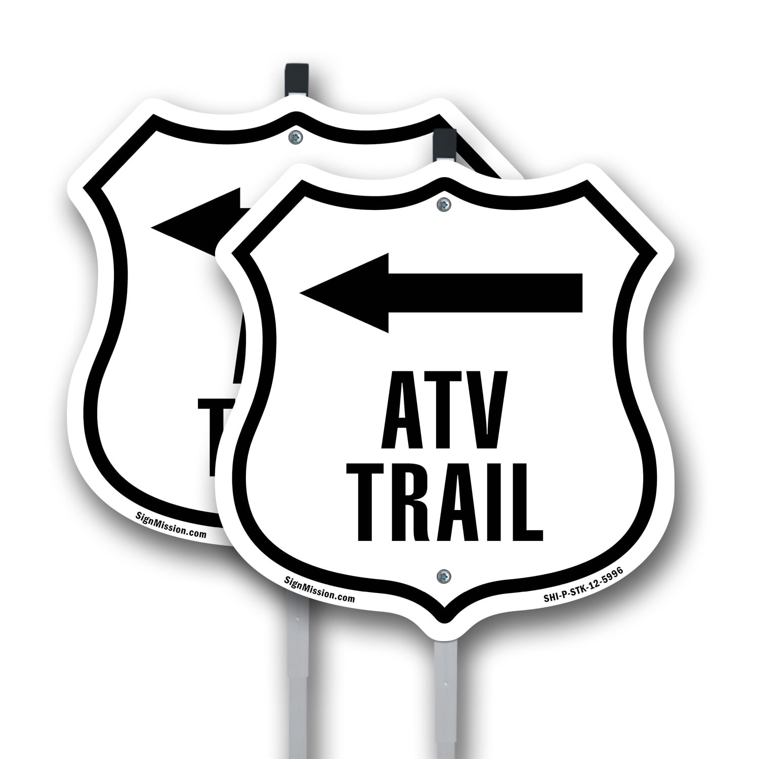 ATV Trail Left (2 Pack) 12 inch X 12 inch Shield Shaped Commercial ...