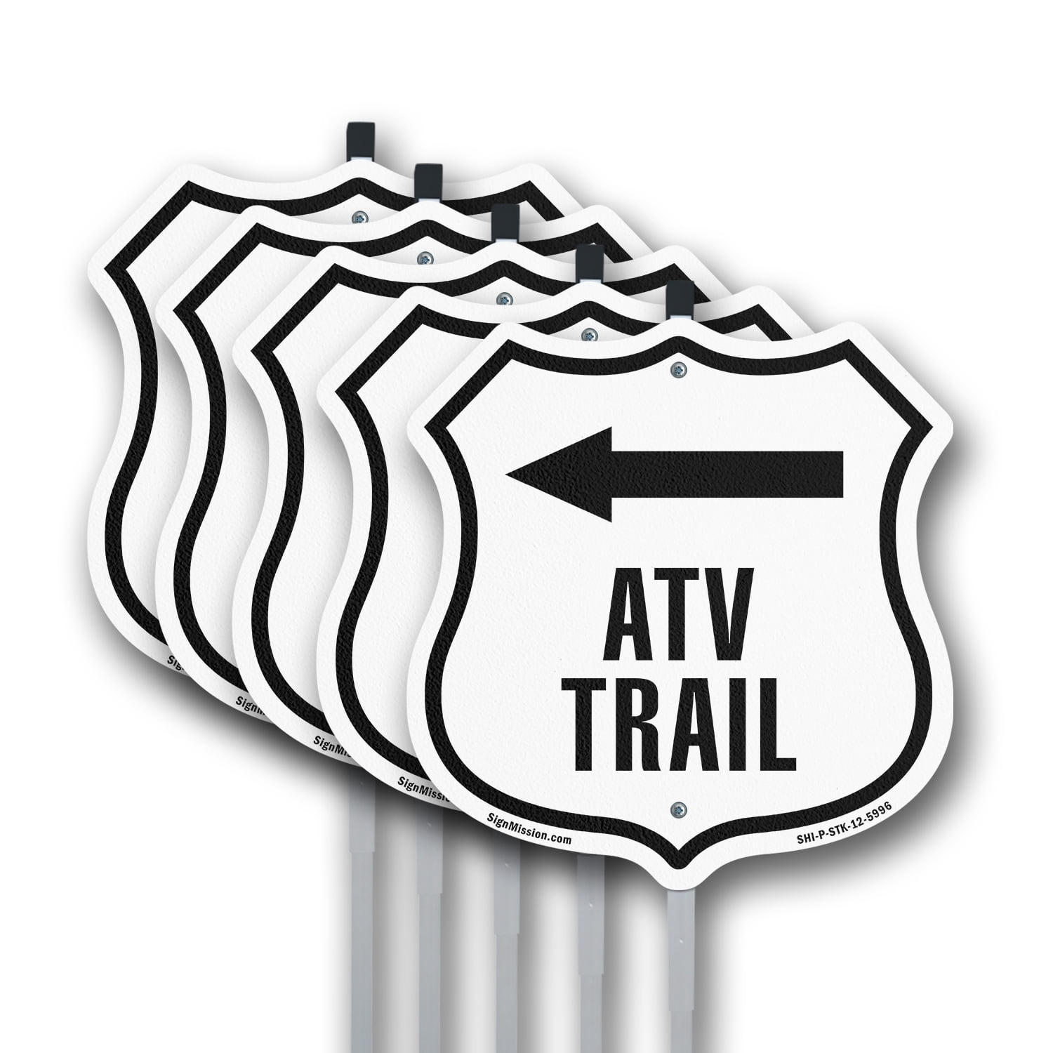 ATV Trail Left (5 Pack) 12 inch X 12 inch Shield Shaped Commercial ...
