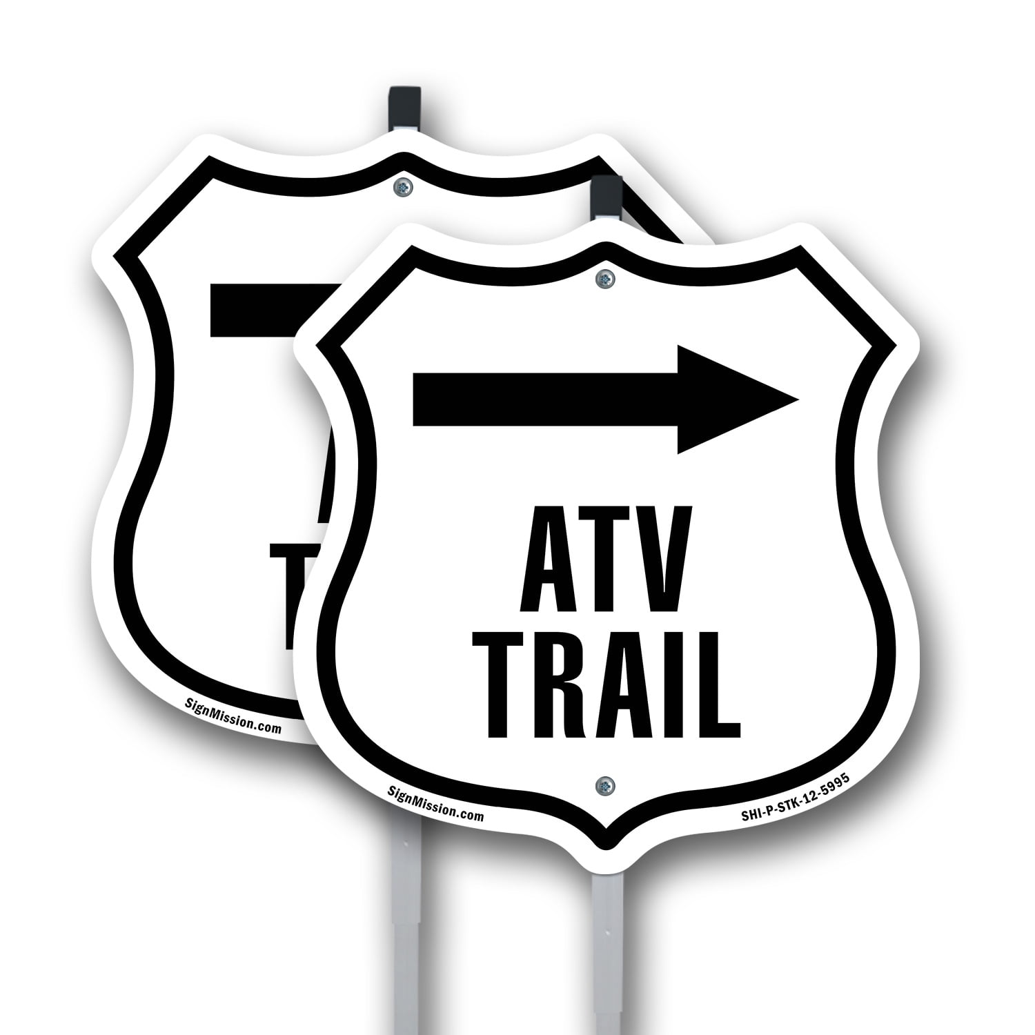 ATV Trail Right (2 Pack) 12 inch X 12 inch Shield Shaped Rust-Free ...