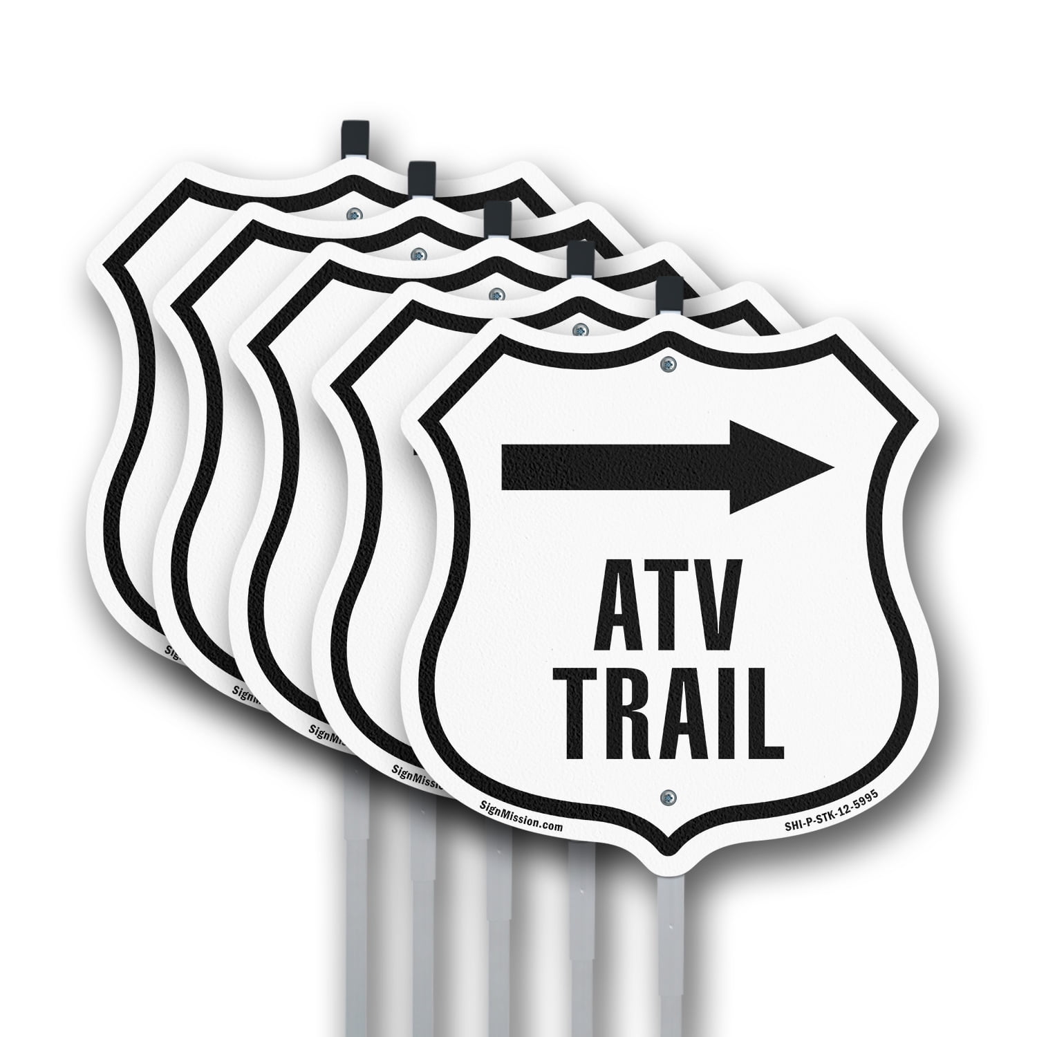ATV Trail Right (5 Pack) 12 inch X 12 inch Shield Shaped Commercial ...