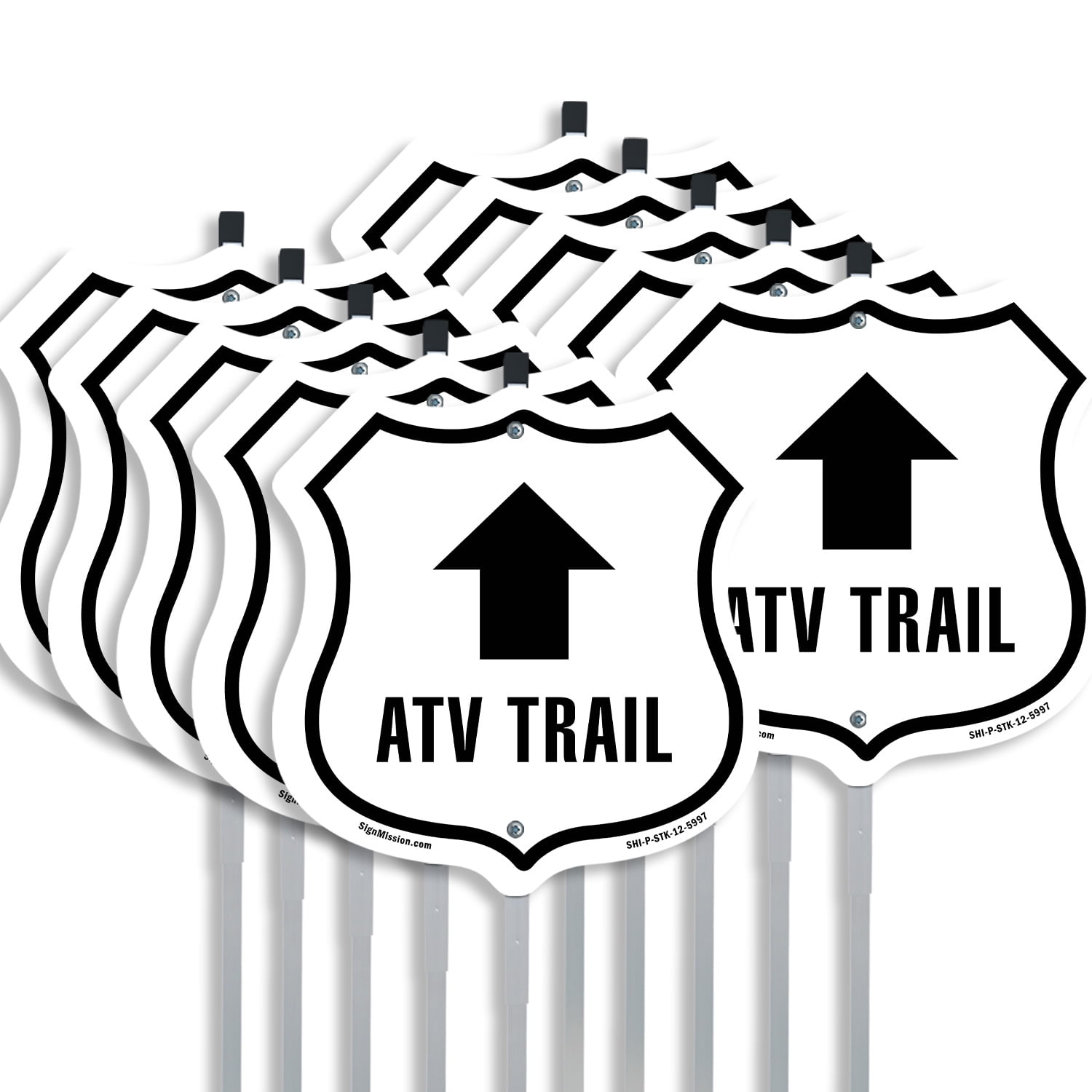 ATV Trail Up (10 Pack) 12 inch X 12 inch Shield Shaped Rust-Free ...