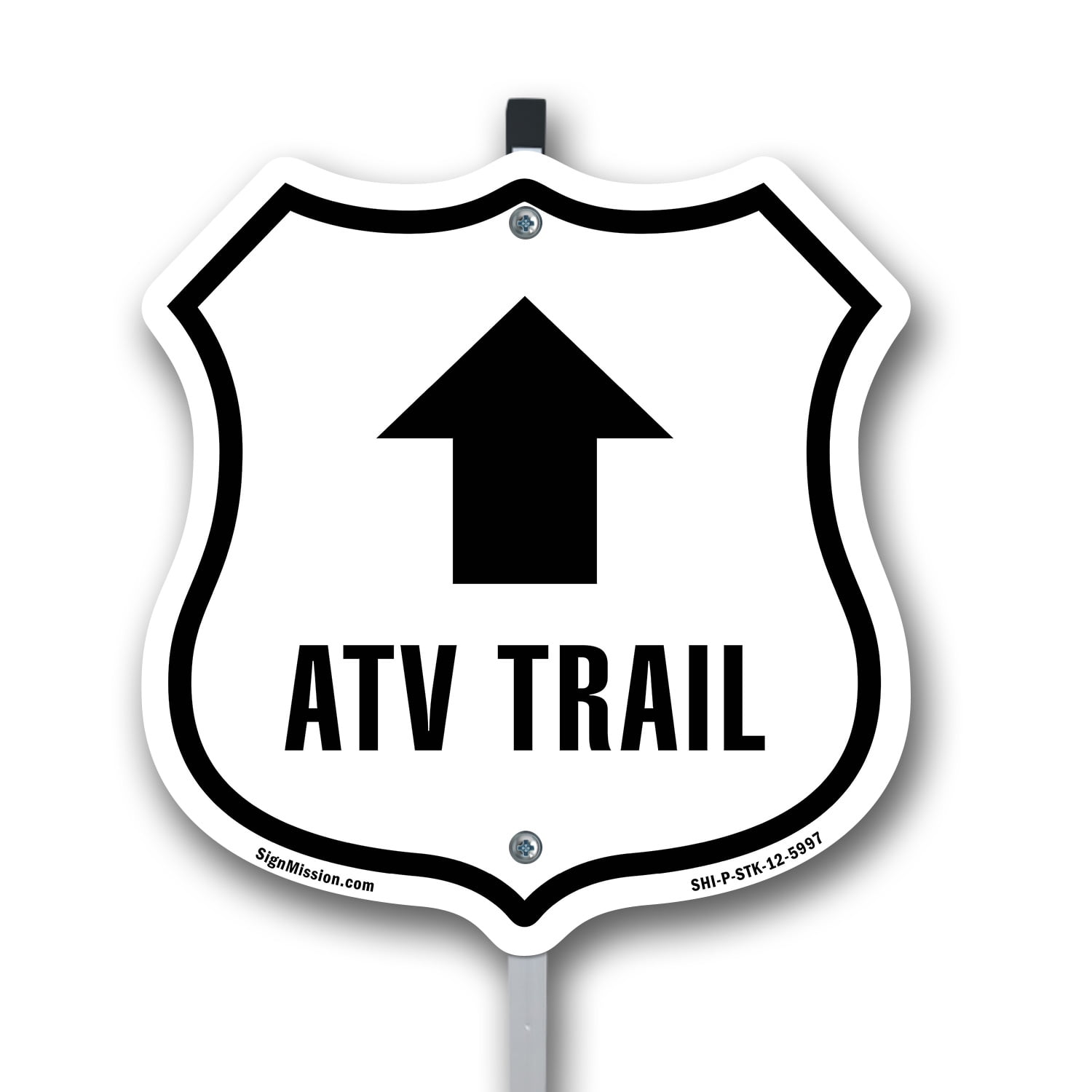 ATV Trail Up 12 inch X 12 inch Shield Shaped Commercial Grade Plastic ...