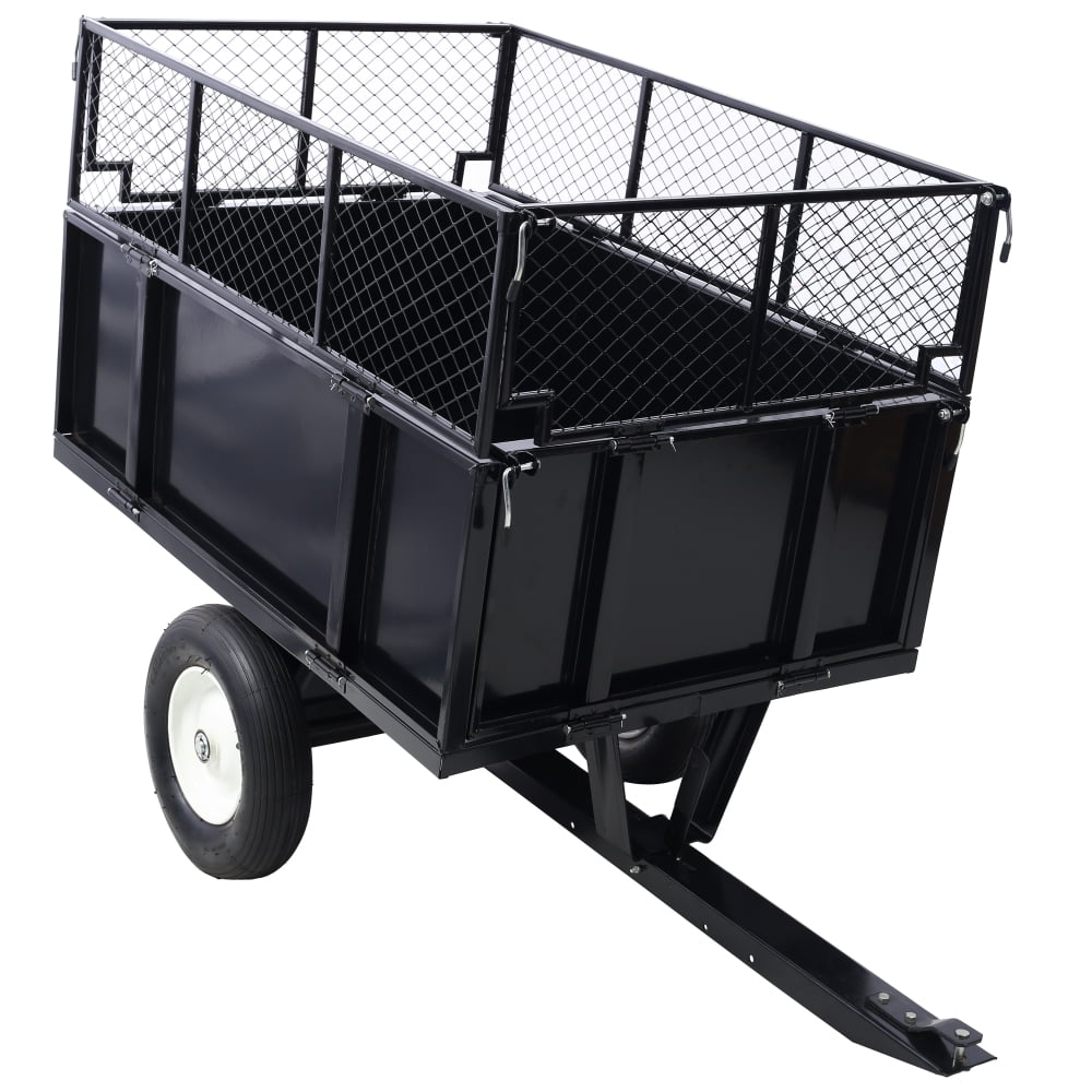 ATV Trailer Steel Dump Cart, 750lbs 22 Cubic Feet Utility Trailer Lawn ...
