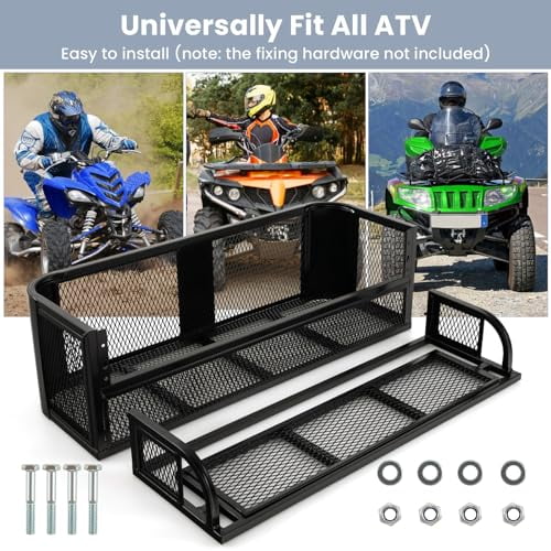 ATV/UTV Rear Drop Basket Rack, Universal Back Cargo Storage Rack with ...