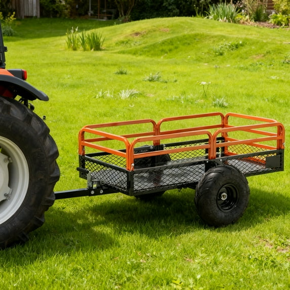 ATV UTV Trailer Tow Behind Dump Cart, 1500lbs 15 Cubic Feet, Heavy Duty ...