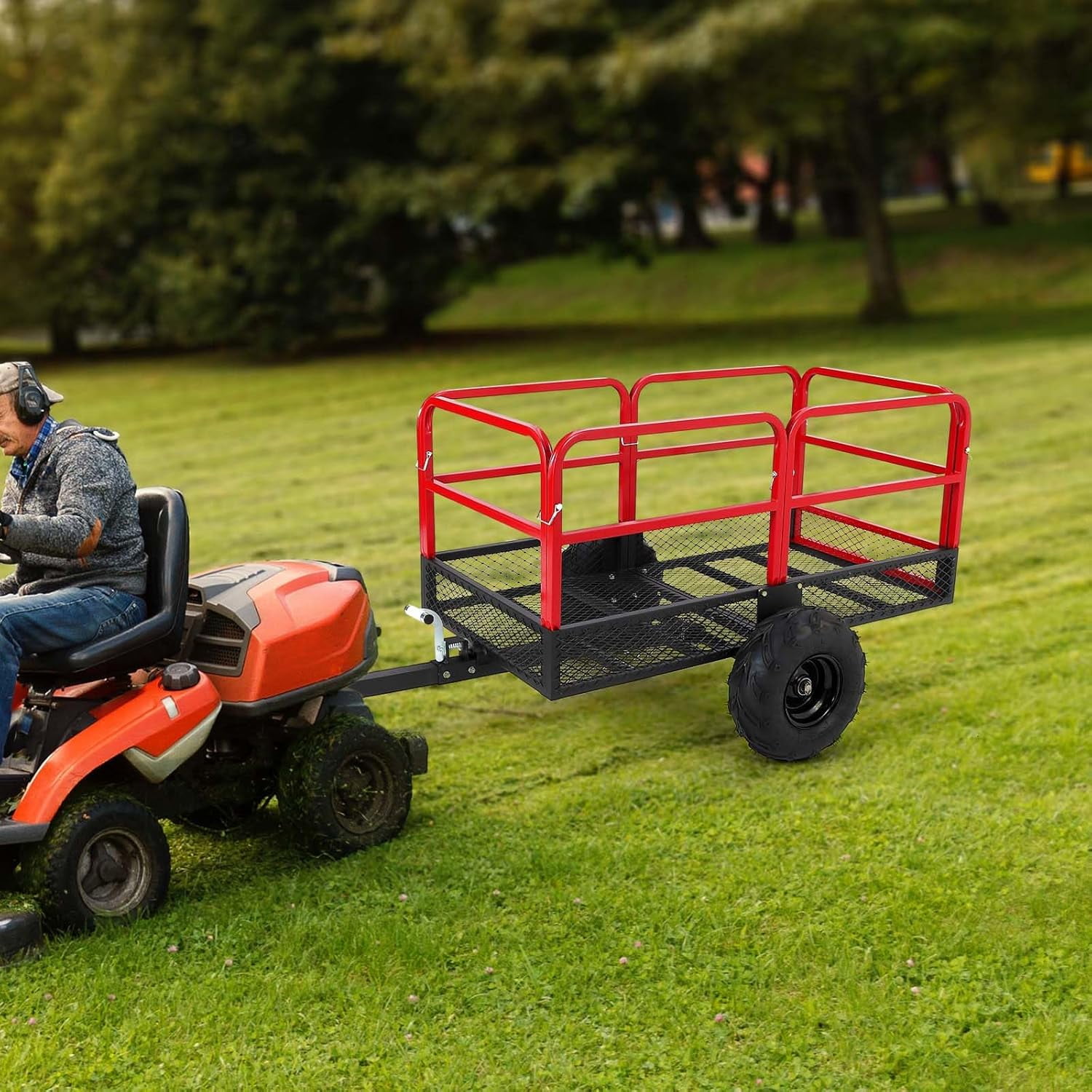 ATV UTV Trailer Tow Behind Dump Cart,1500lbs 22 Cubic Feet,Heavy Duty ...