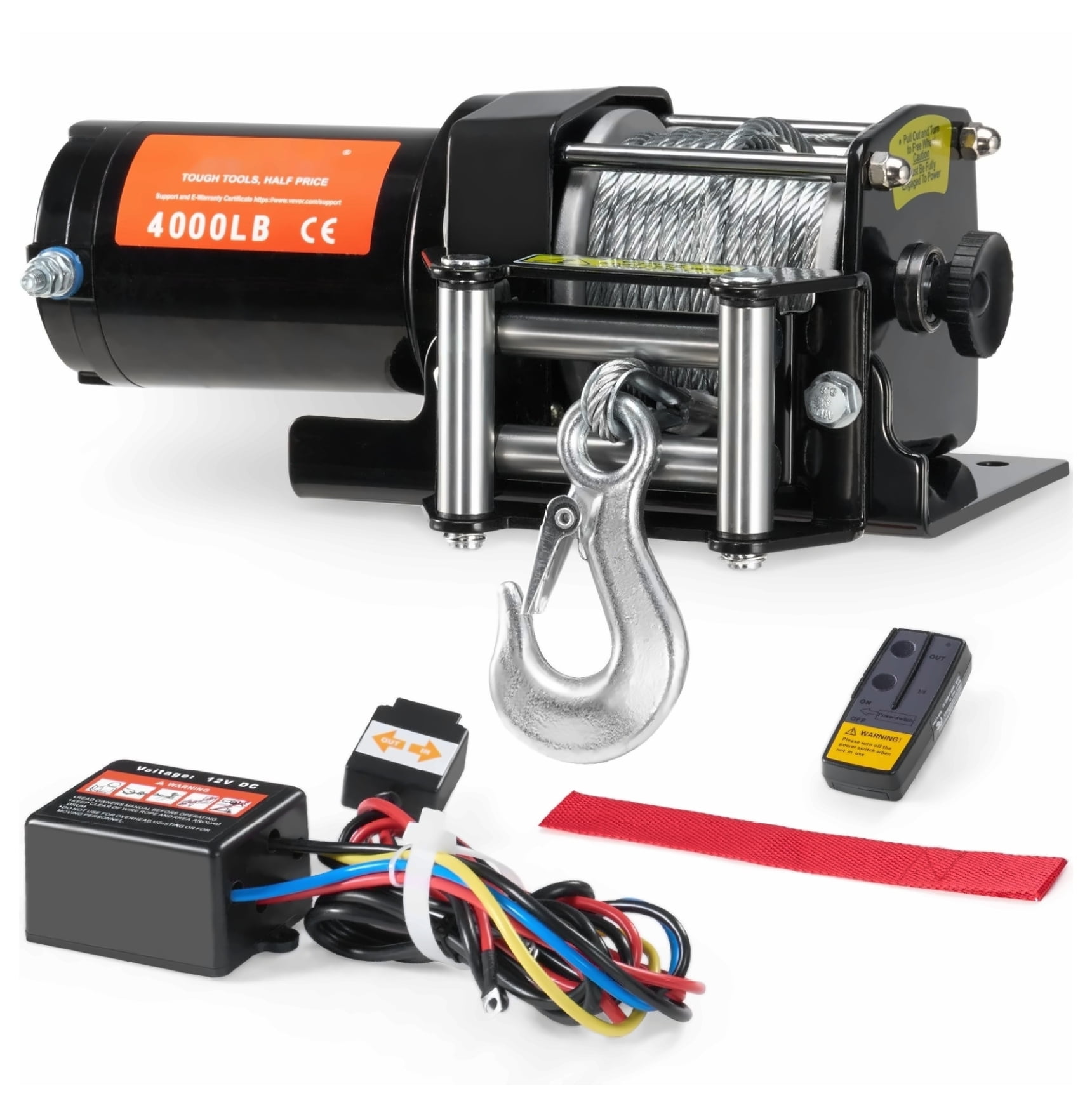 ATV UTV Winch 4000 lb Electric Winch Steel Cable Waterproof Remote ...