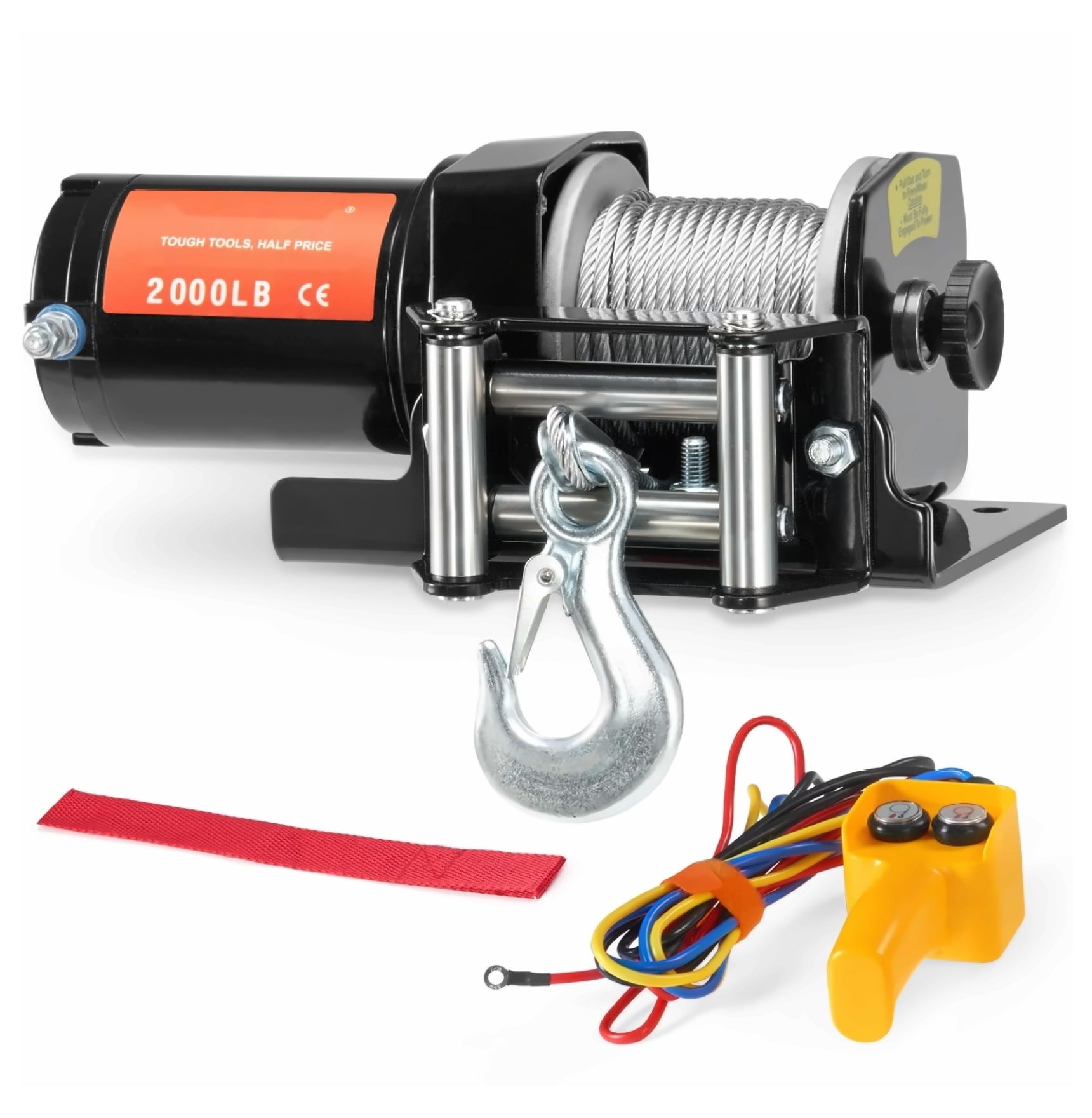 ATV Winch 2000 lb Electric, UTV Winch Waterproof IP55, Steel Cable ...