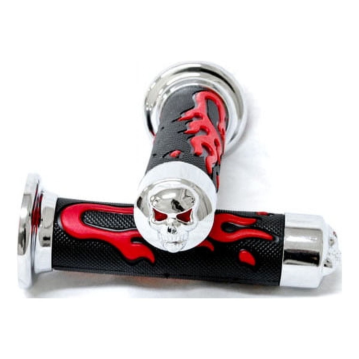 ATVs And Watercrafts Flame Gel Style Hand Grips With Skull Red Color ...