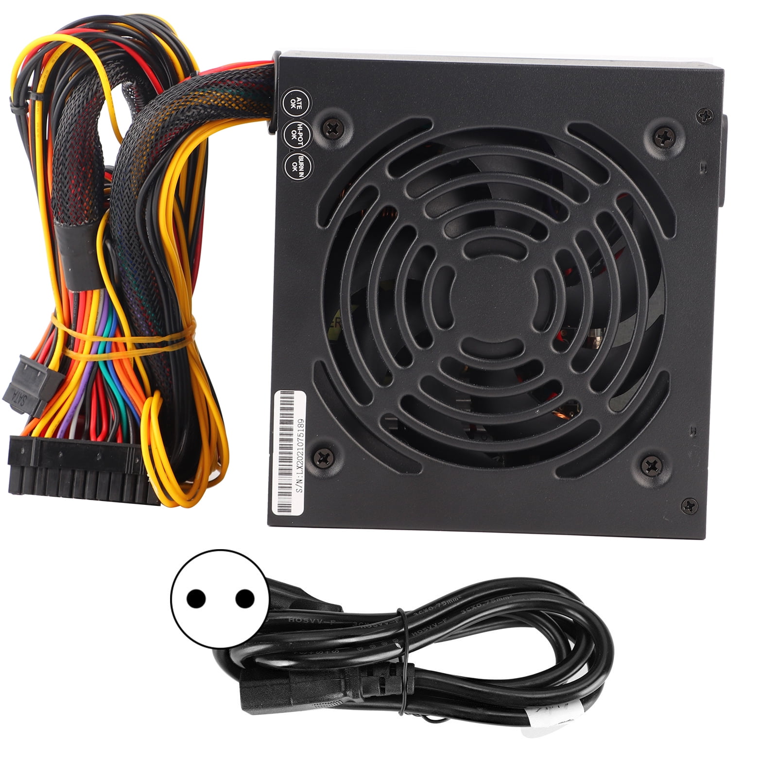 ATX 24-Pin, 12cm Fan, Voltage Selectable (115/230V), EU Plug 500W Quiet ...