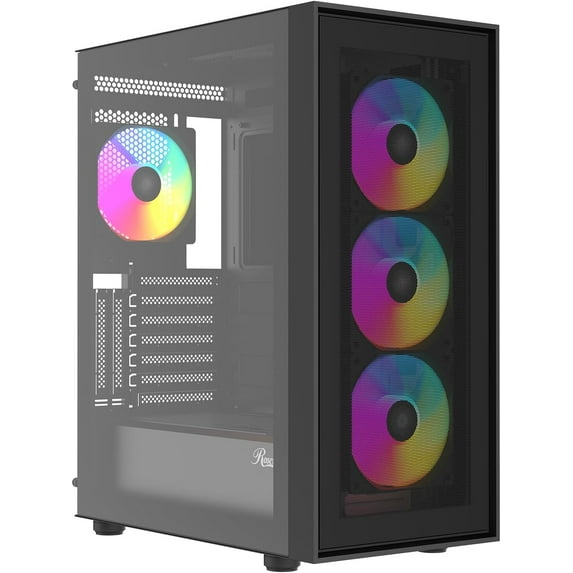ATX Computer Gaming PC Case Mid Tower with 4 ARGB Fans Pre-Installed ...