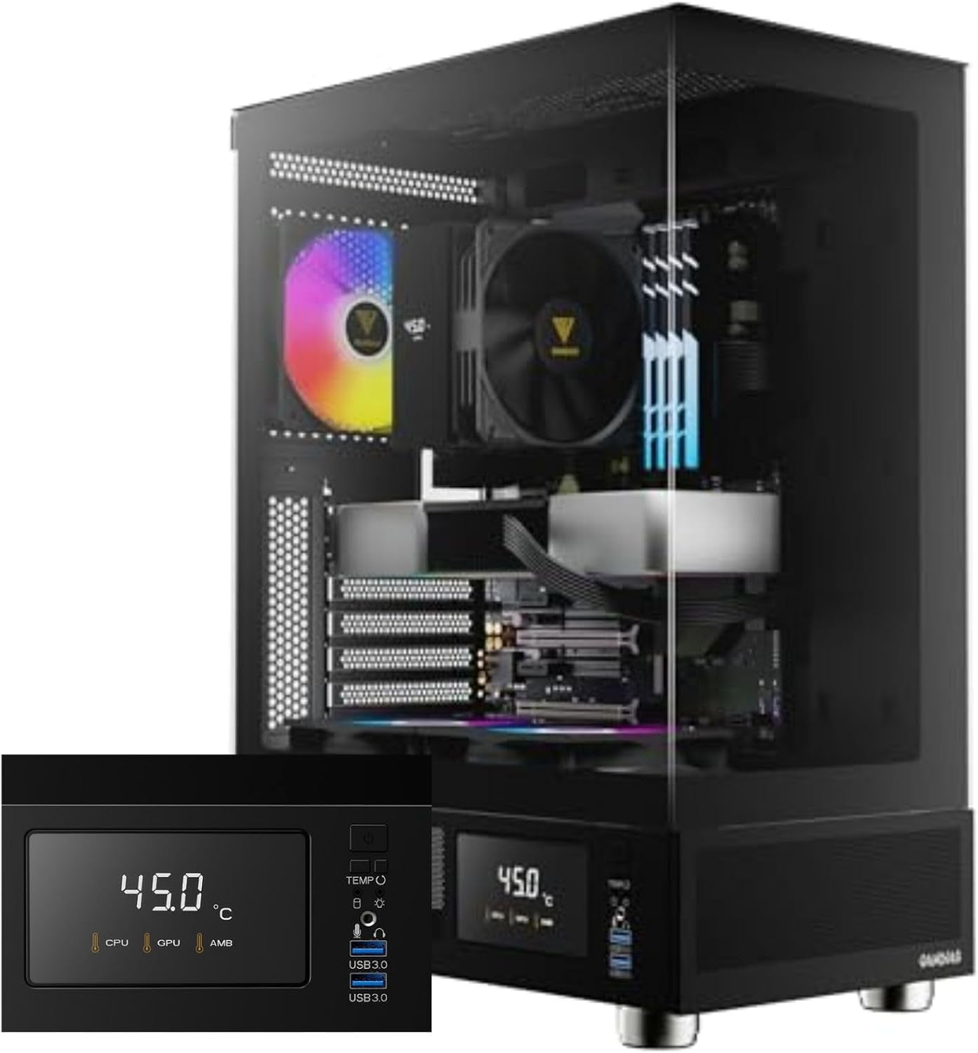 ATX Mid Tower Computer Case with Tempered Glass, Gaming PC Case w ...