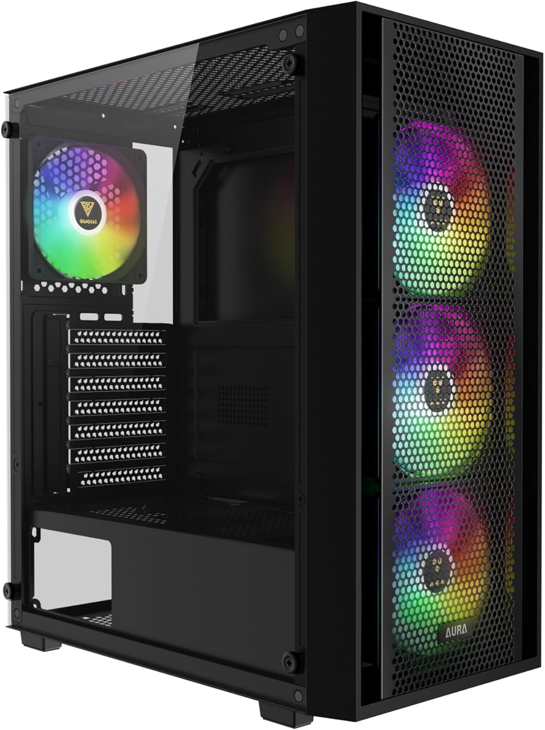 ATX Mid Tower Computer PC Case with Tempered Glass, 4X 120mm ARGB PWM ...