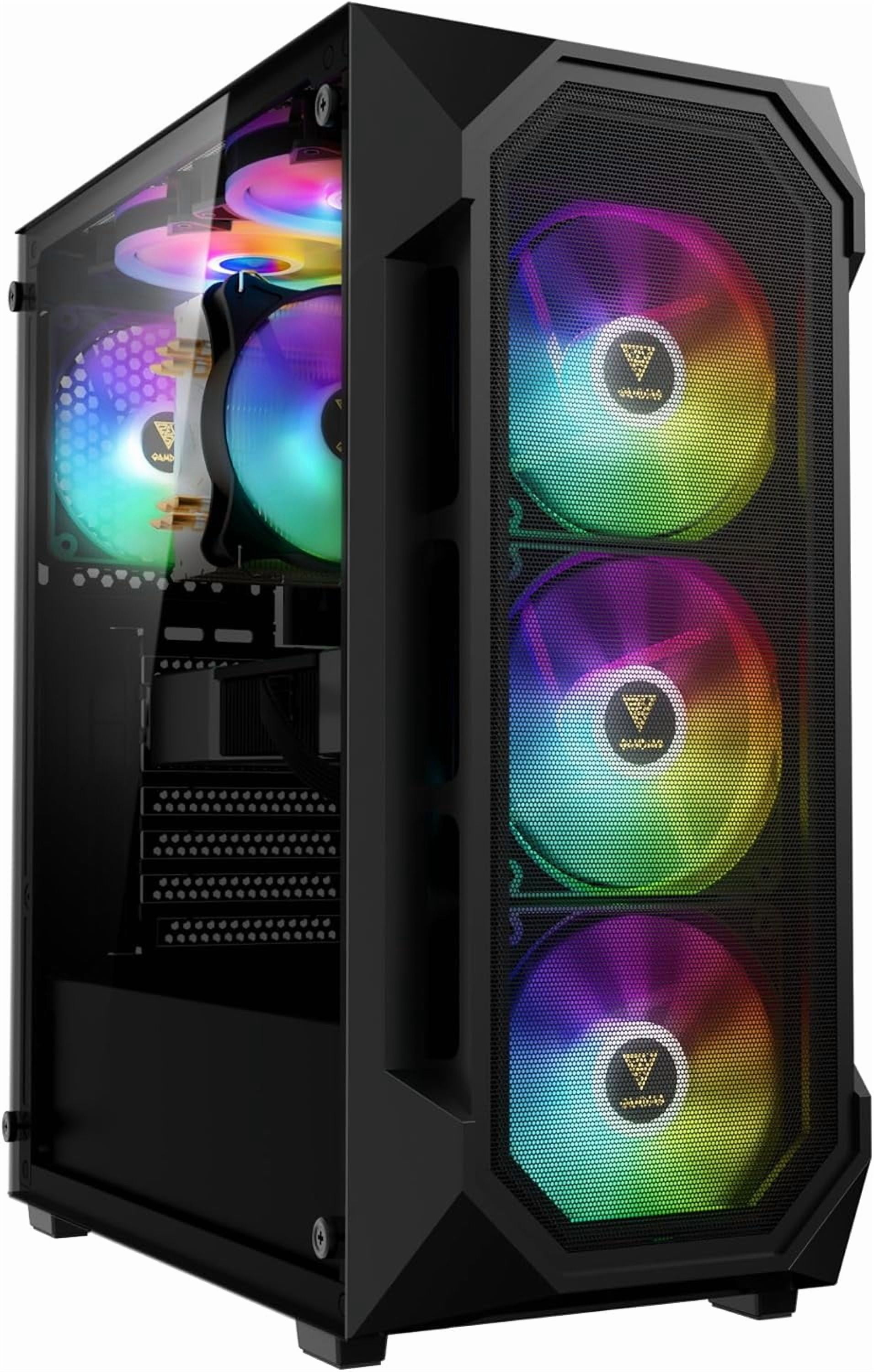 ATX Mid Tower Gaming Computer PC Case Tempered Glass, Built-in 4X 120mm ...