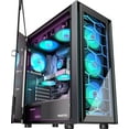ATX PC Case 6 PWM ARGB Fans Pre-Installed Computer Case with Opening Tempered Glass Door Mid ...