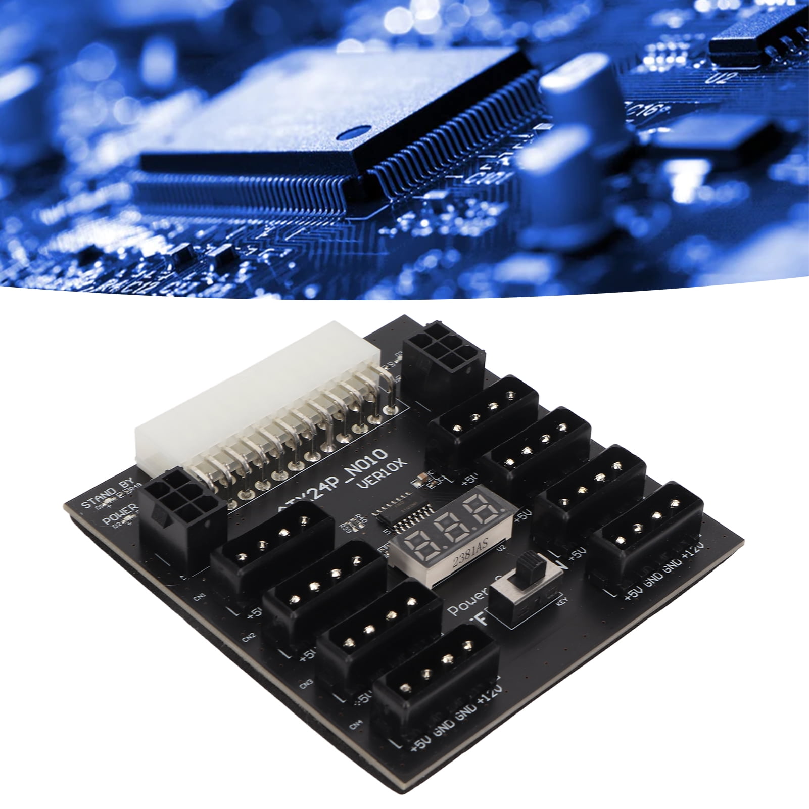 ATX PSU Power Board with 5V and 12V Outputs, 24-pin to 8x 4-pin ...